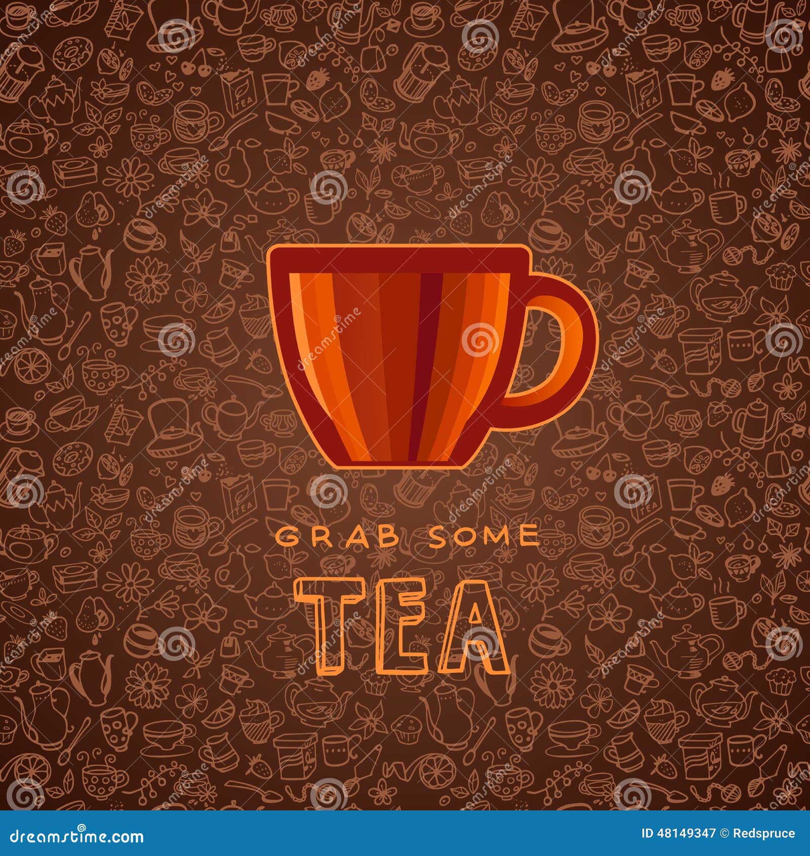 Hand Drawn Tea and Coffee Background Stock Vector - Illustration of ...