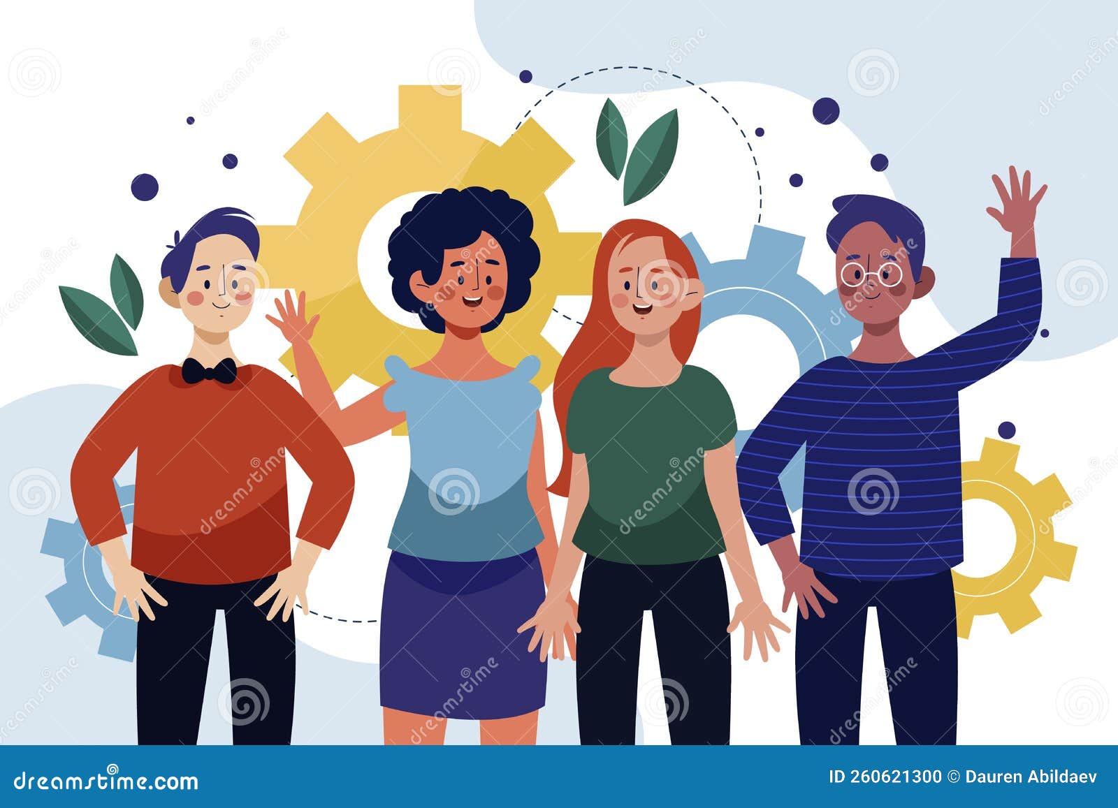 Hand Drawn Teamwork Concept Vector Illustration. Stock Illustration ...