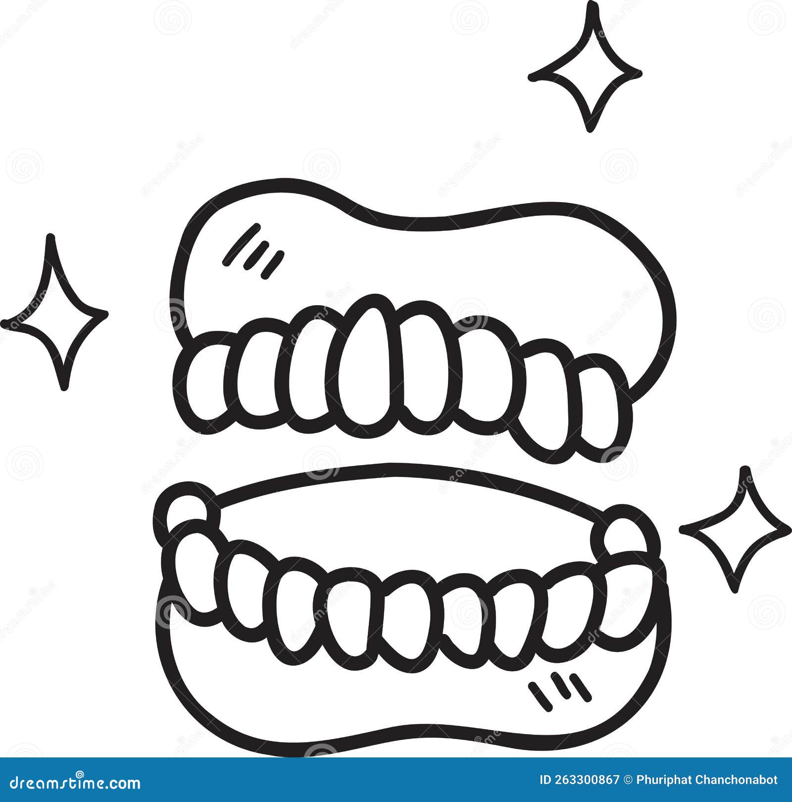 Hand Drawn Teeth and Gums Illustration Stock Vector - Illustration of ...