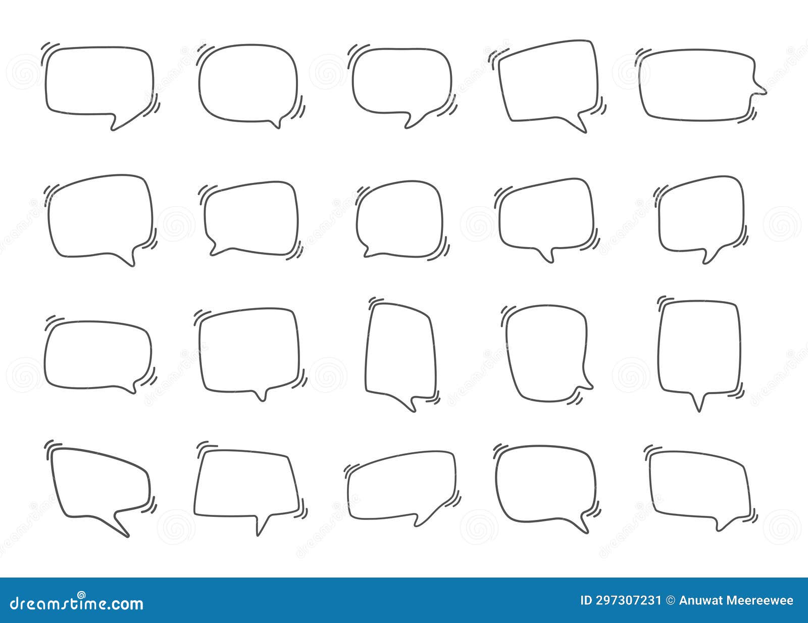 Hand Drawn Text Box. Cute Cartoon Style Talking Dialogue Stock ...