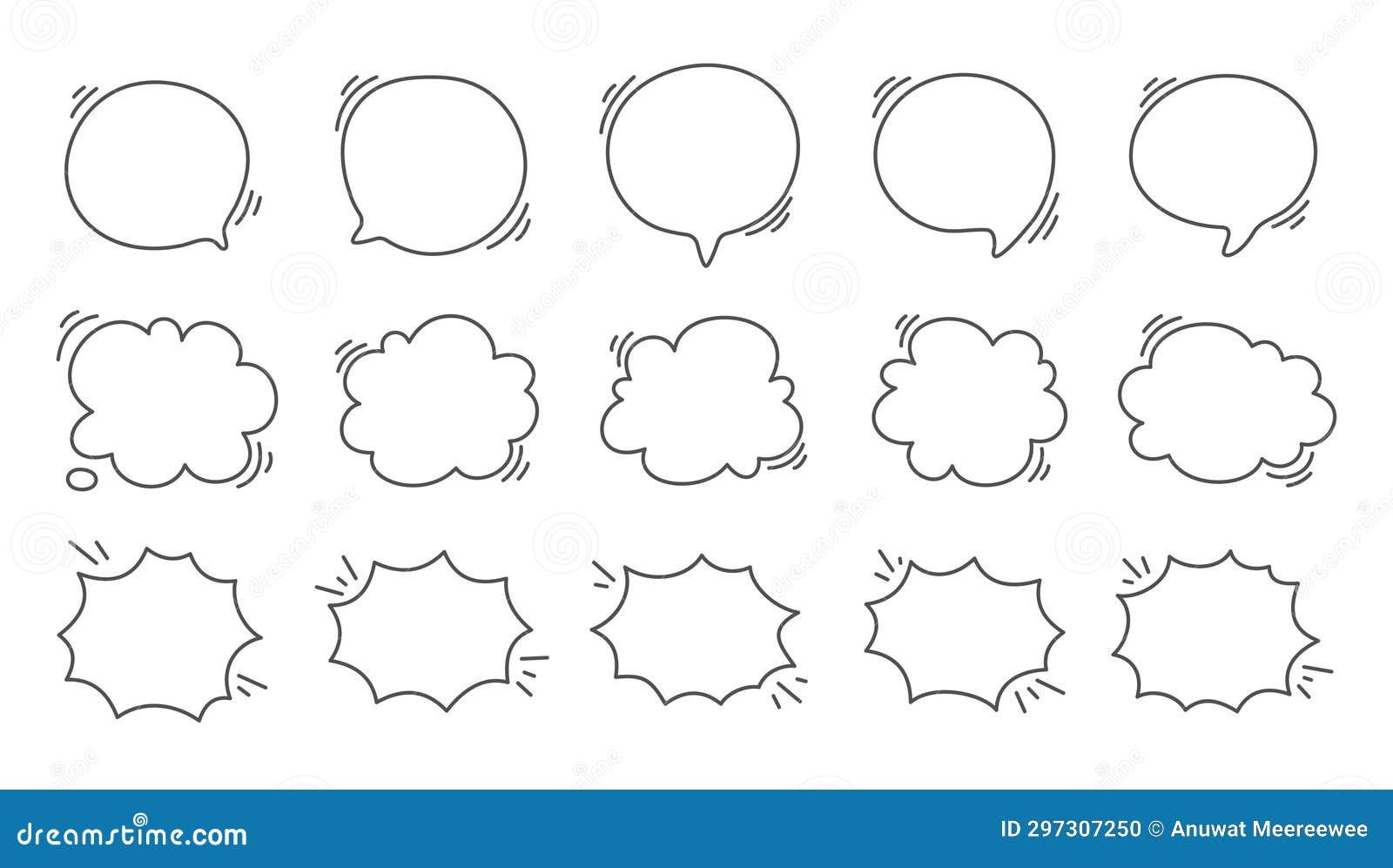 Hand Drawn Text Box. Cute Cartoon Style Talking Dialogue Stock Vector ...