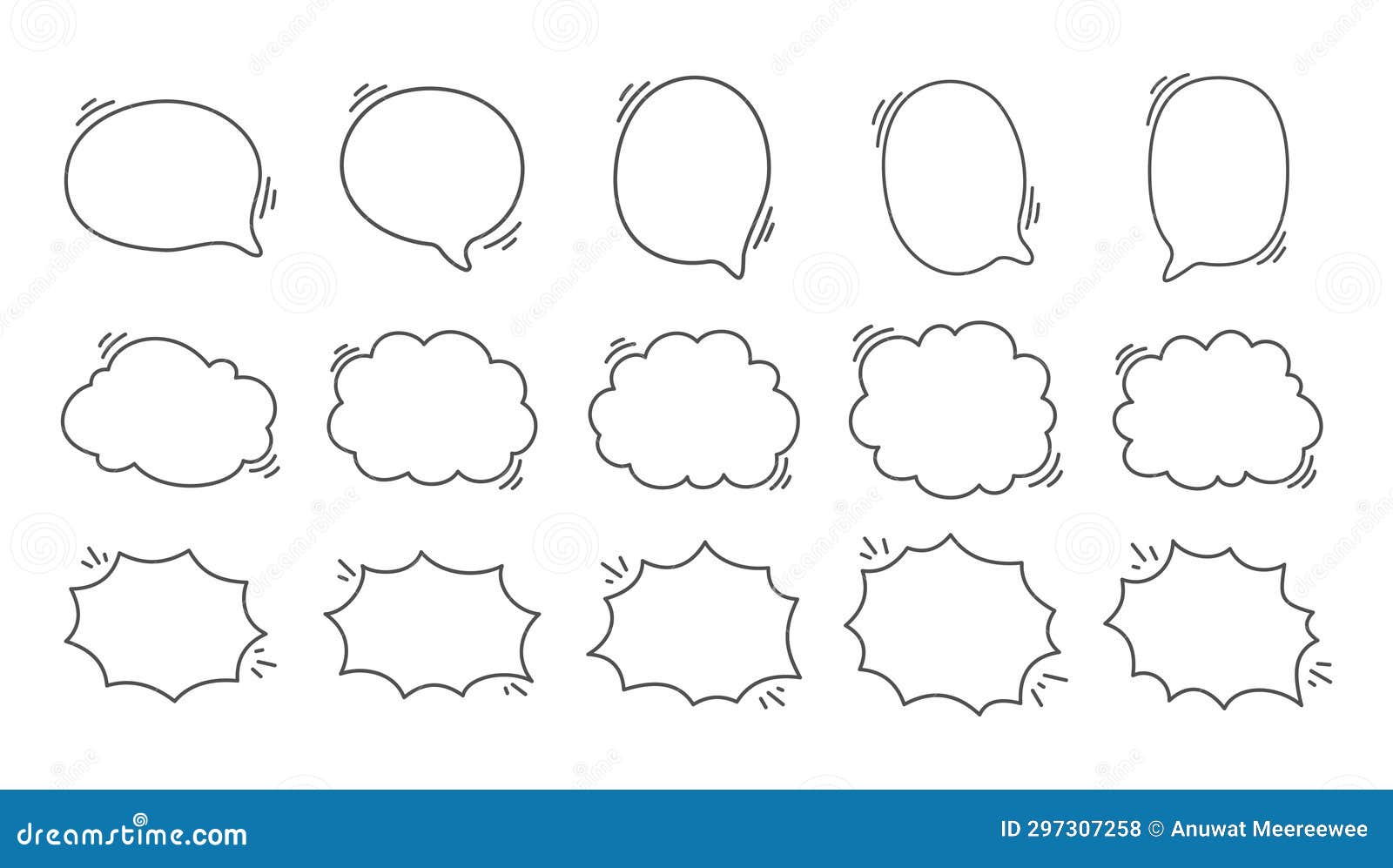 Hand Drawn Text Box. Cute Cartoon Style Talking Dialogue Stock ...