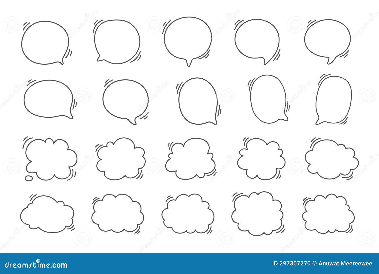 Hand Drawn Text Box. Cute Cartoon Style Talking Dialogue Stock ...