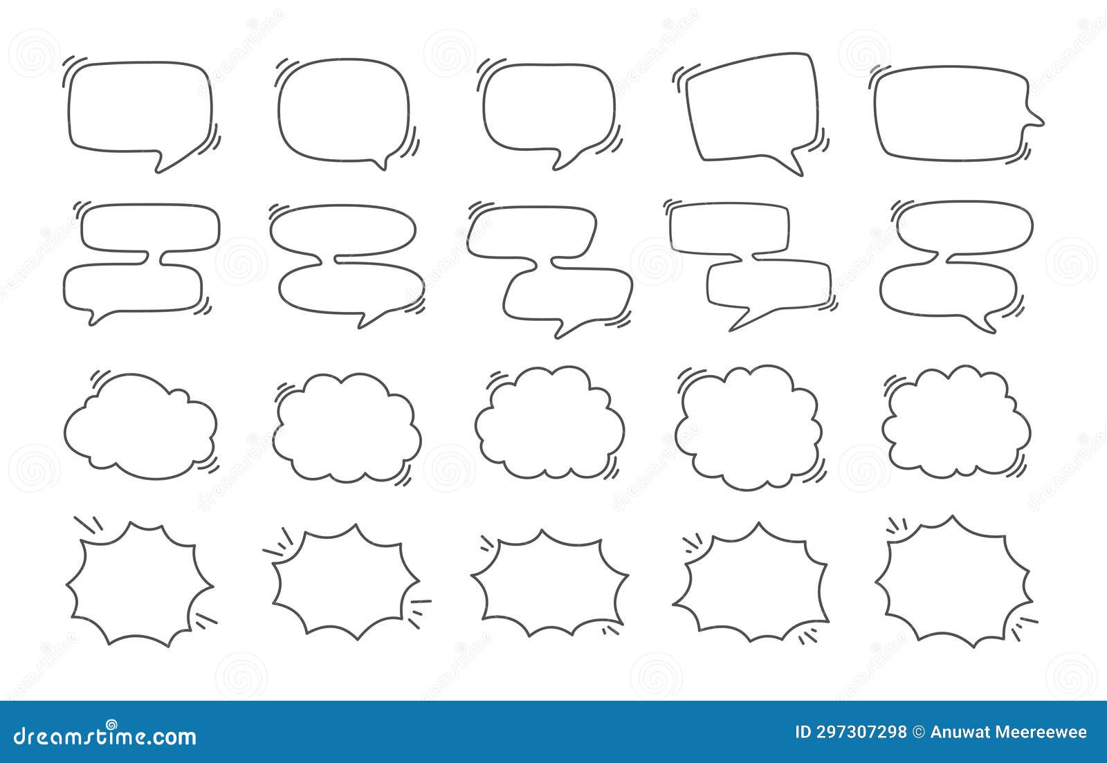 Hand Drawn Text Box. Cute Cartoon Style Talking Dialogue Stock Vector ...