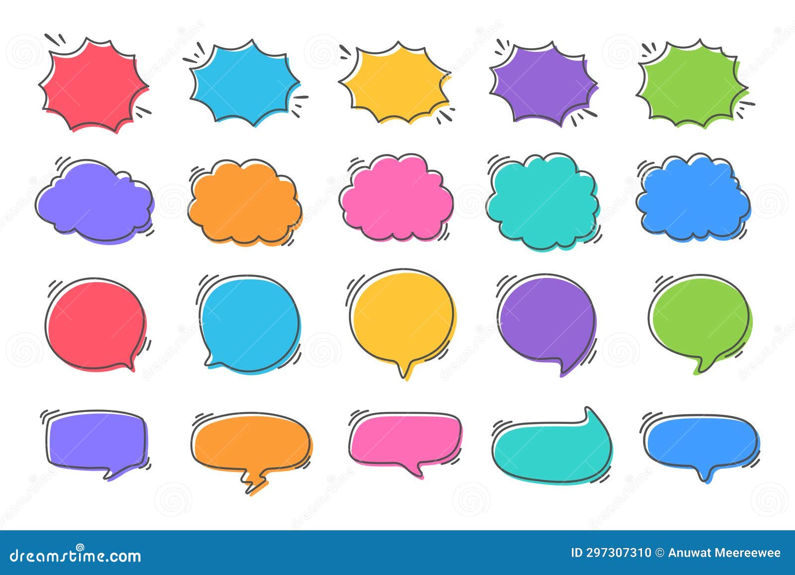 Hand Drawn Text Box. Cute Cartoon Style Talking Dialogue Stock ...