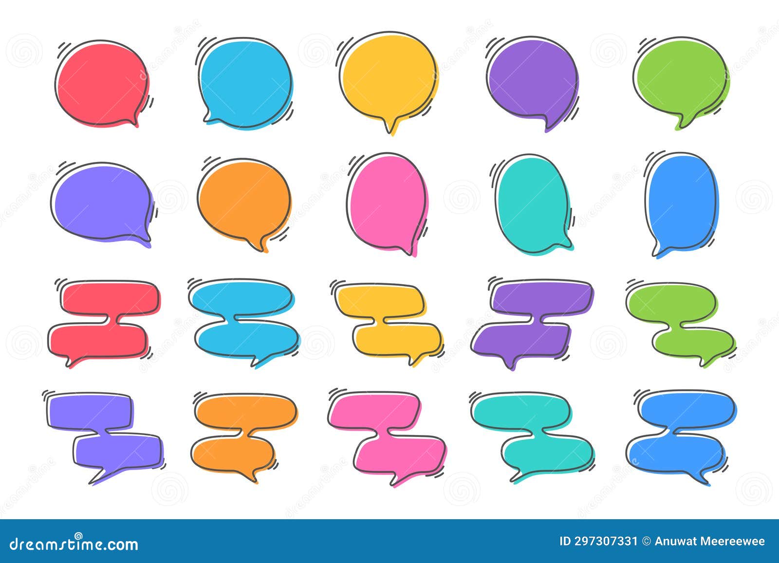 Hand Drawn Text Box. Cute Cartoon Style Talking Dialogue Stock Vector ...