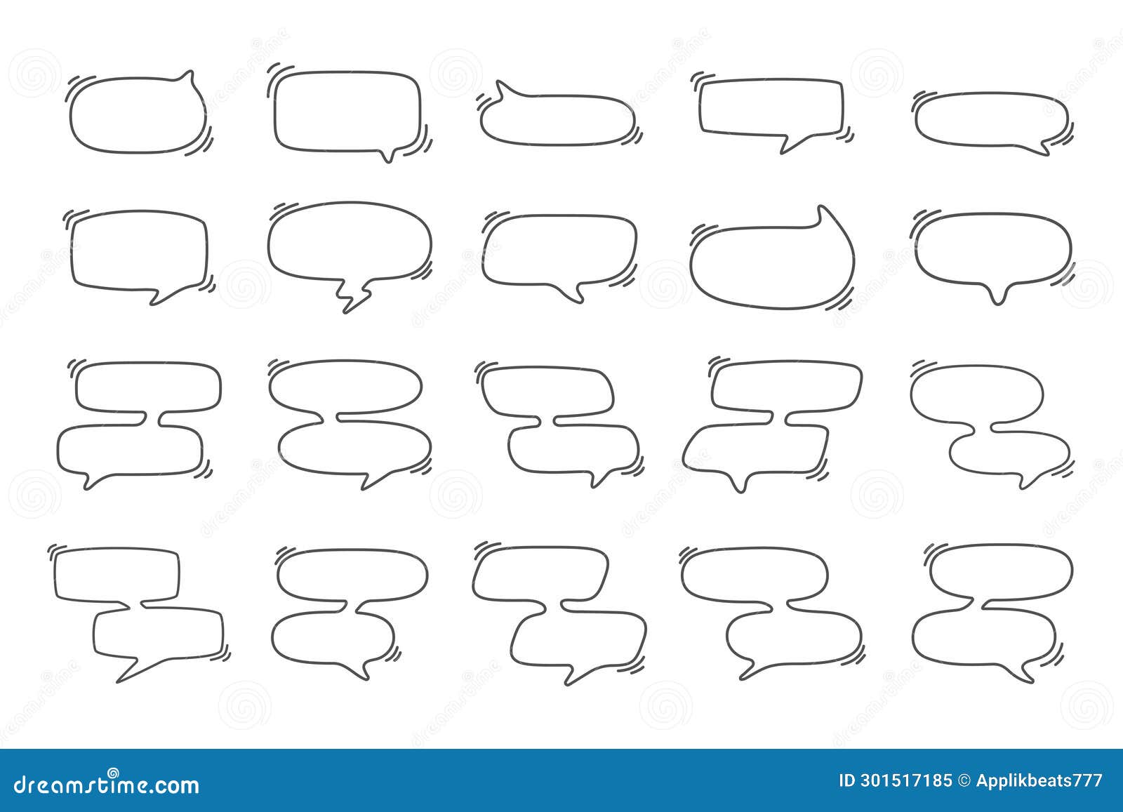 Hand Drawn Text Box. Cute Cartoon Style Talking Dialogue Stock Vector ...