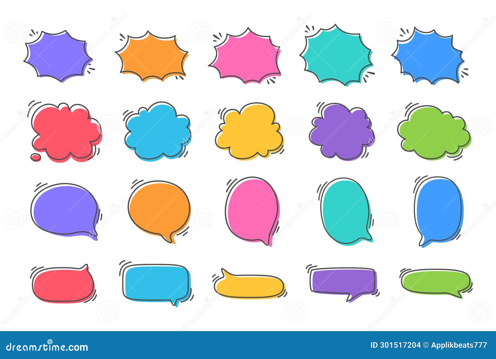 Hand Drawn Text Box. Cute Cartoon Style Talking Dialogue Stock Vector ...