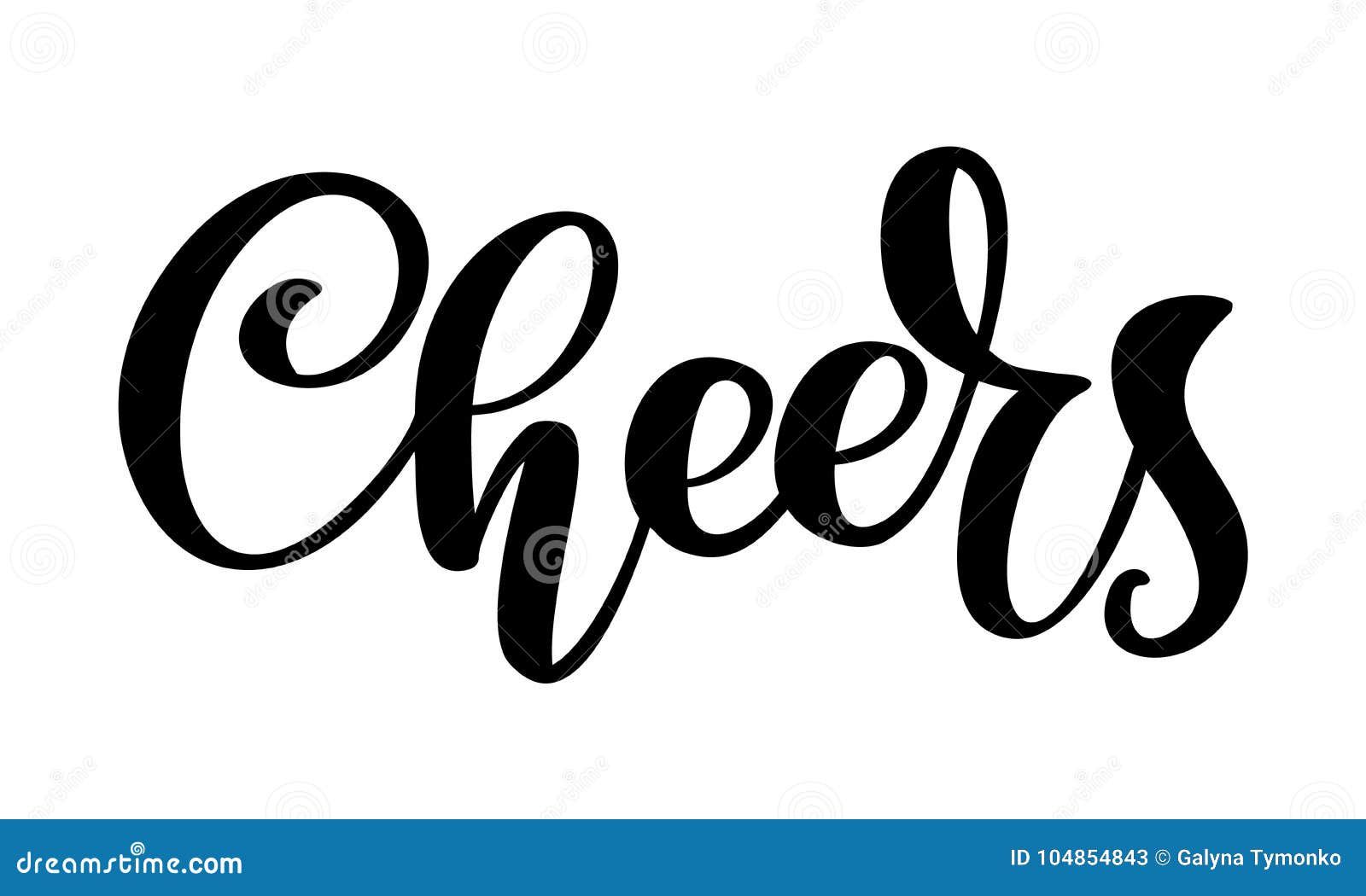 Hand Drawn Text Cheers Lettering Banner. Greeting Card Design Template ... Hand Drawn Text Cheers Lettering Banner. Greeting Card Design Template ...