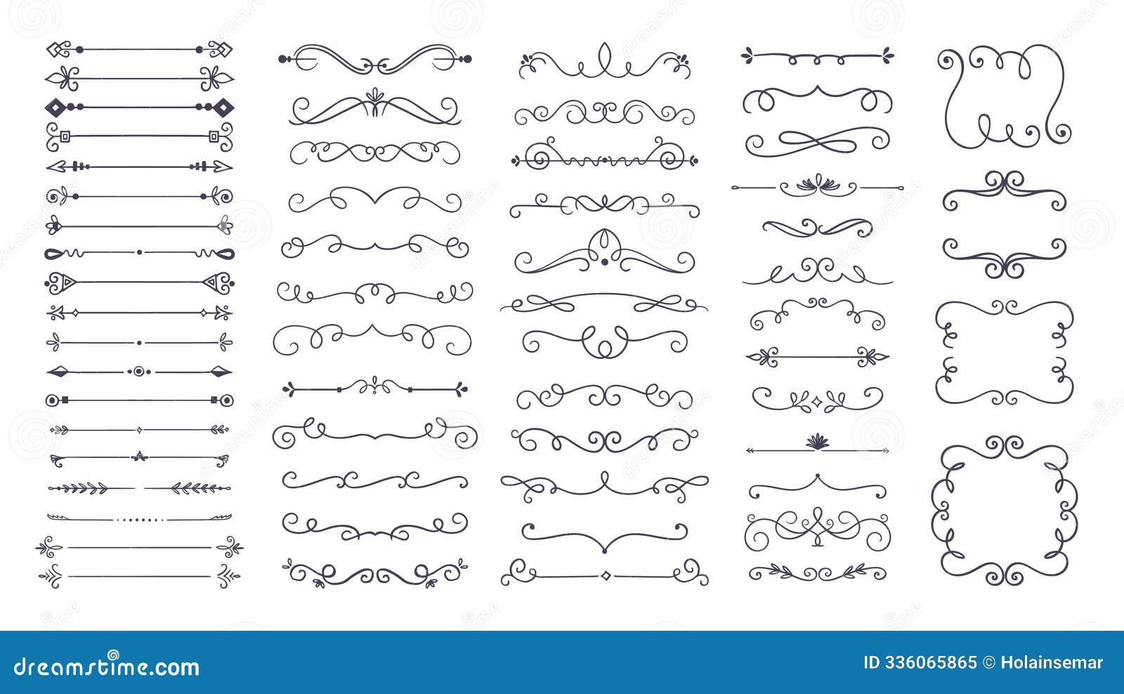 Hand-drawn Text Dividers stock illustration. Illustration of foliage ...