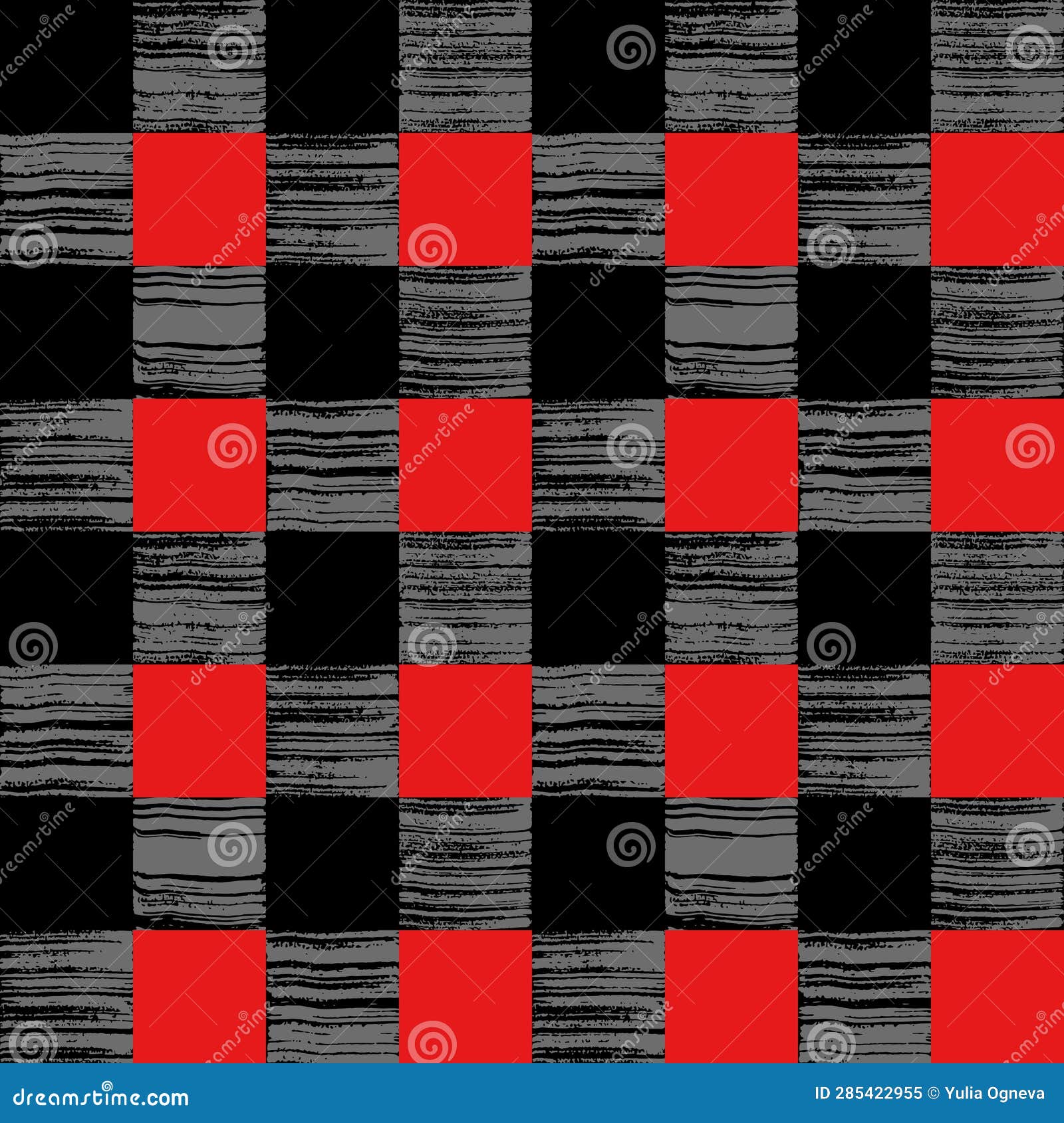 Seamless Pattern with Black and Red Squares Isolated on Gray Background ...