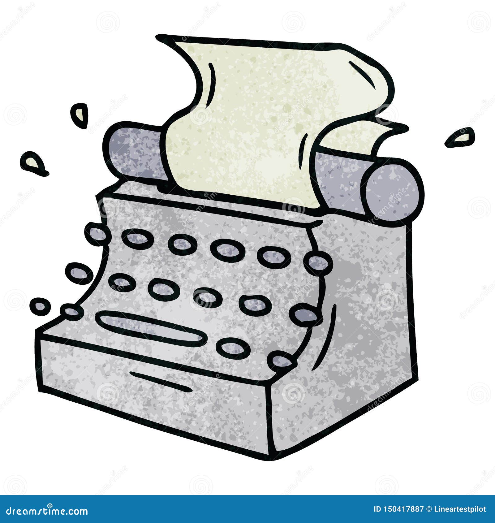 Hand Drawn Textured Cartoon Doodle of Old School Typewriter Stock ... Hand Drawn Textured Cartoon Doodle of Old School Typewriter Stock ...