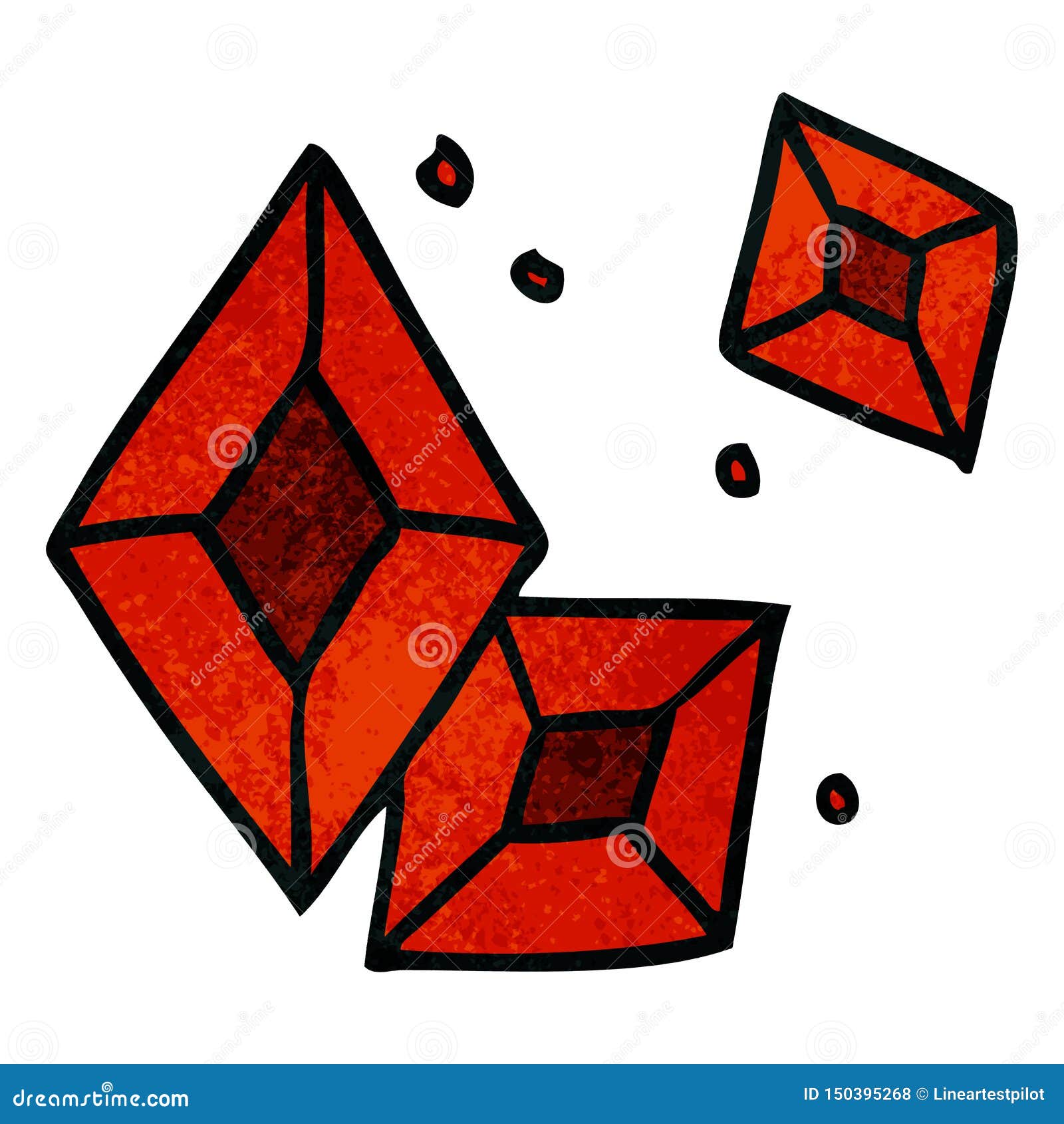 Hand Drawn Textured Cartoon Doodle of Some Ruby Gems Stock Vector ...