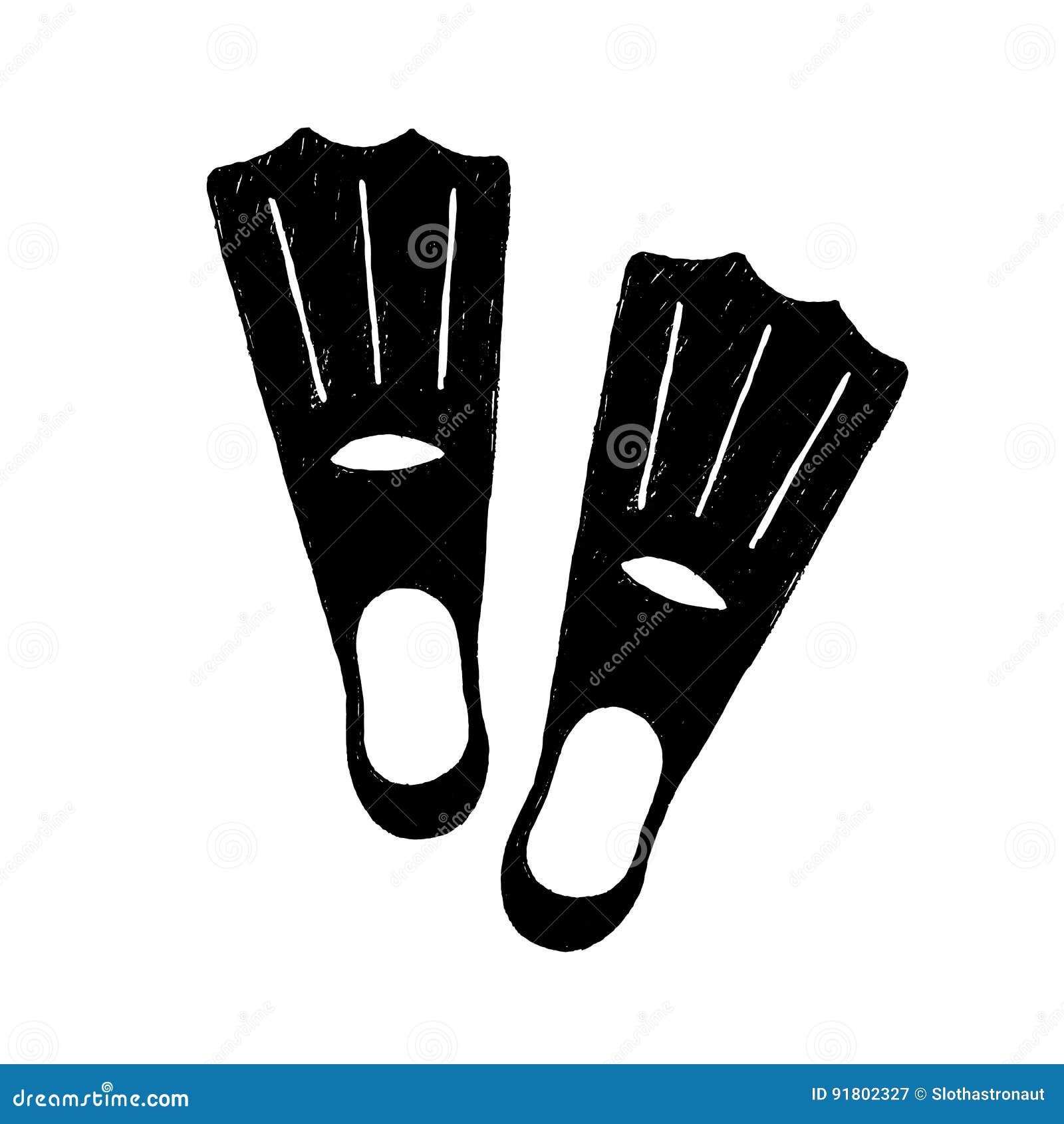 Hand Drawn Textured Diving Fins Vector Illustration Stock Vector ...