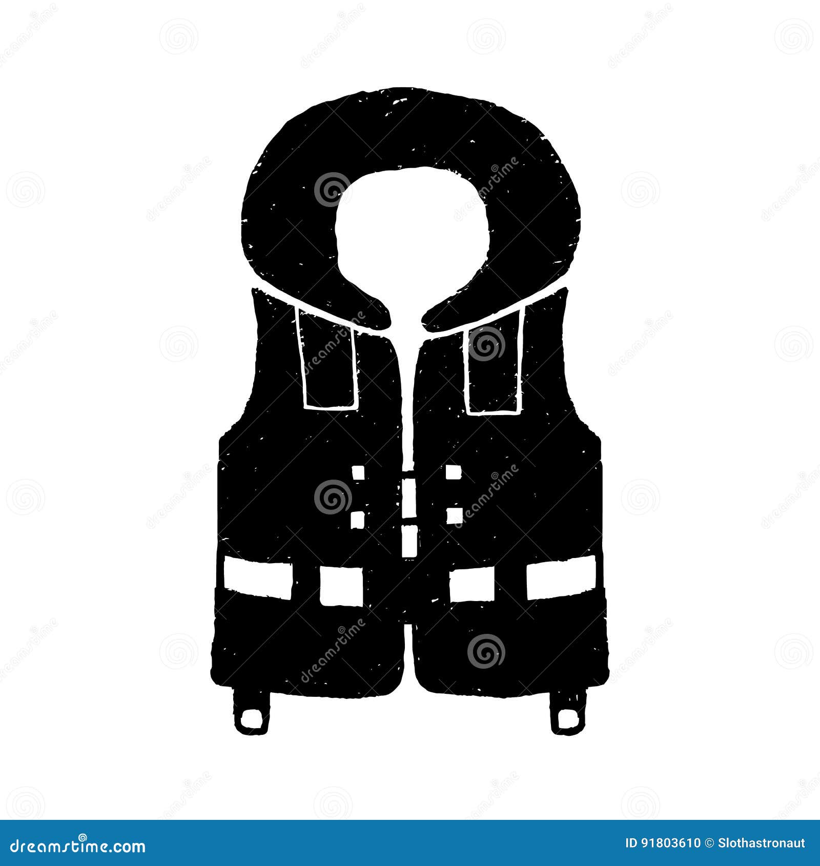 Hand Drawn Textured Diving Life Vest Vector Illustration Stock Vector ...