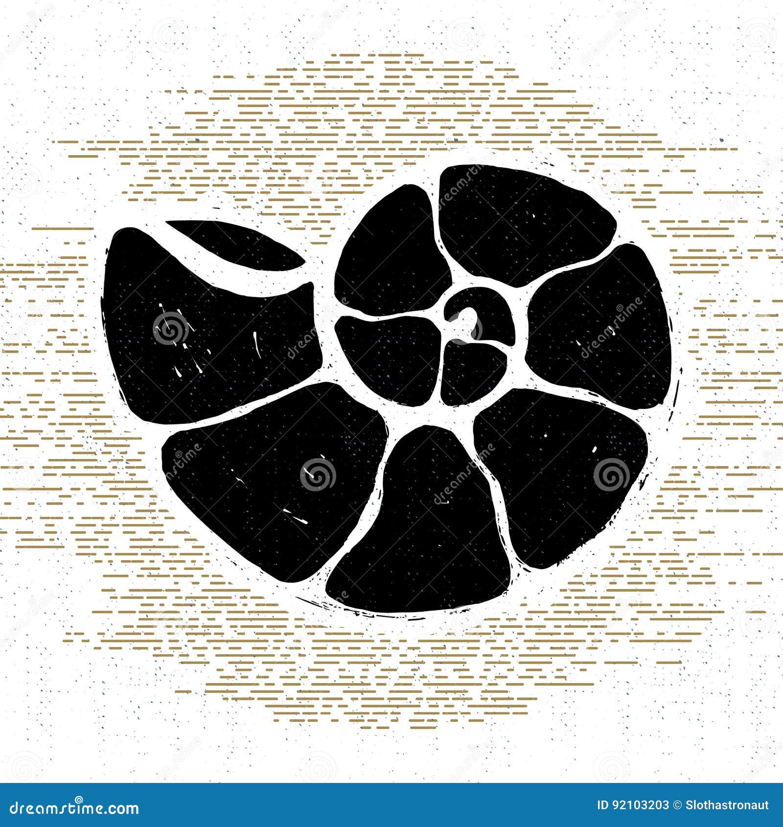 Hand Drawn Textured Vintage Icon with Seashell Vector Illustration ...