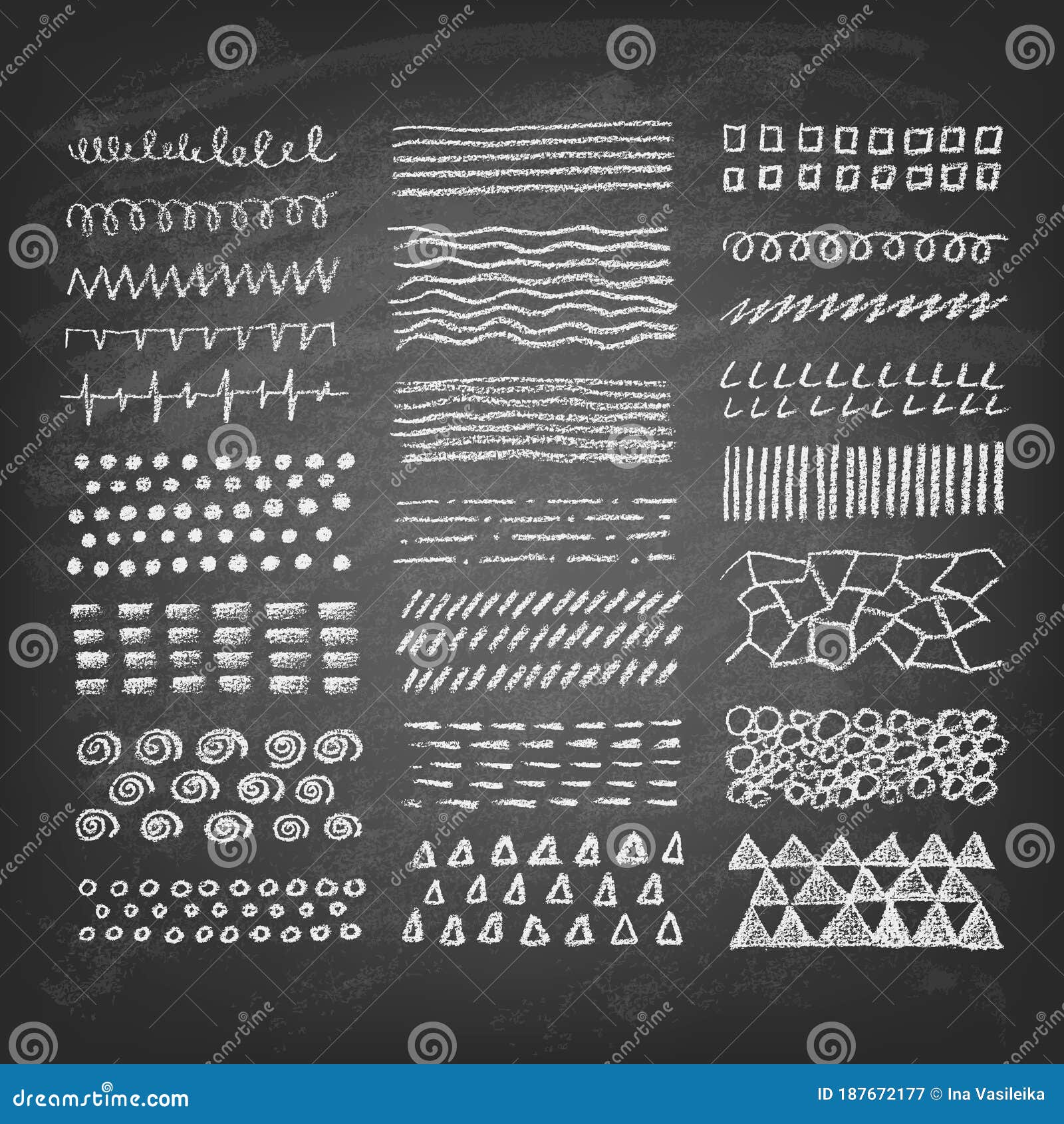 Set of Hand Drawn Textures on Chalkboard. Stock Vector - Illustration ...