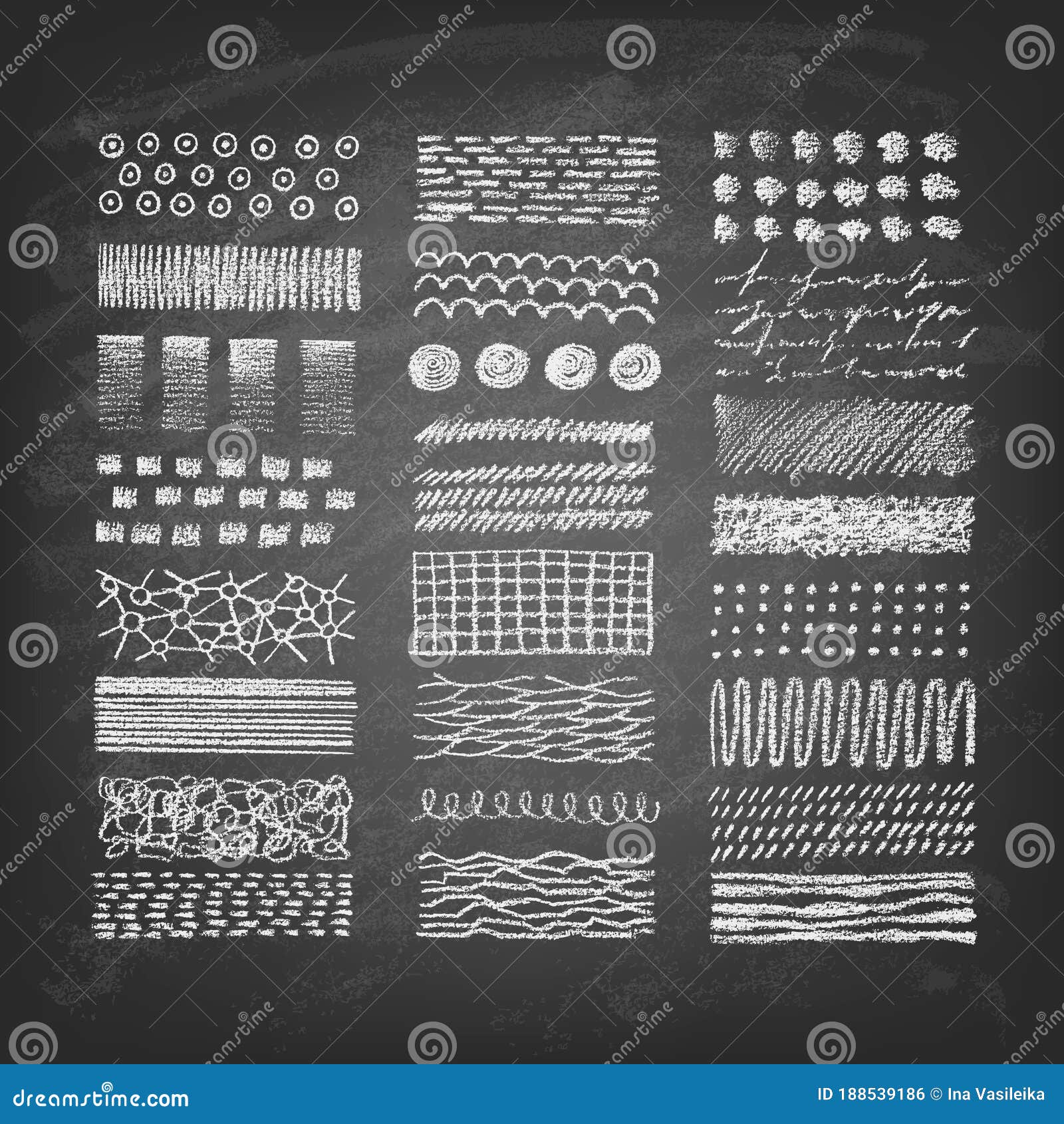 Set of Hand Drawn Textures on Chalkboard. Stock Vector - Illustration ...