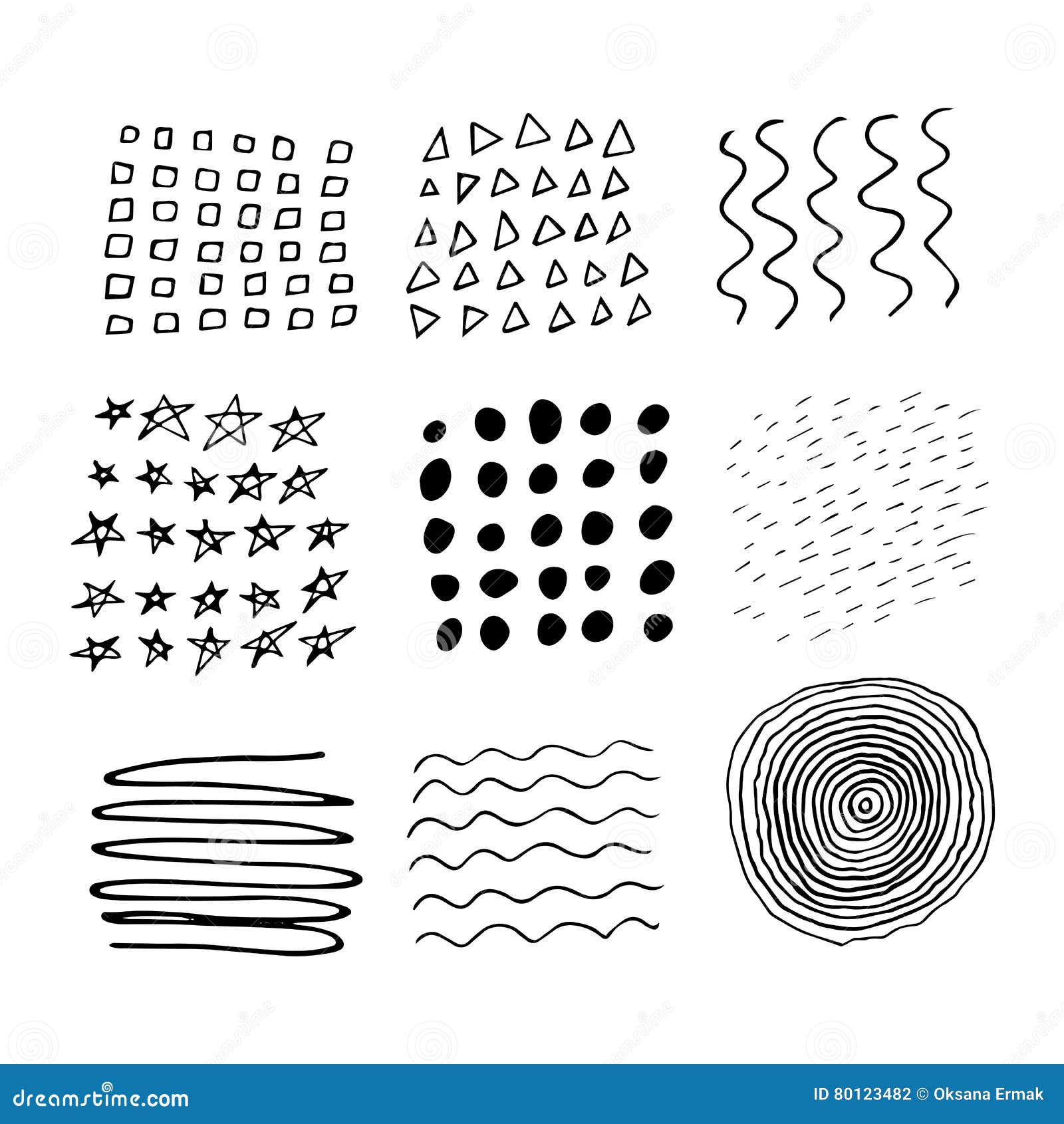 Hand Drawn Textures and Geometric Elements Stock Vector - Illustration ...
