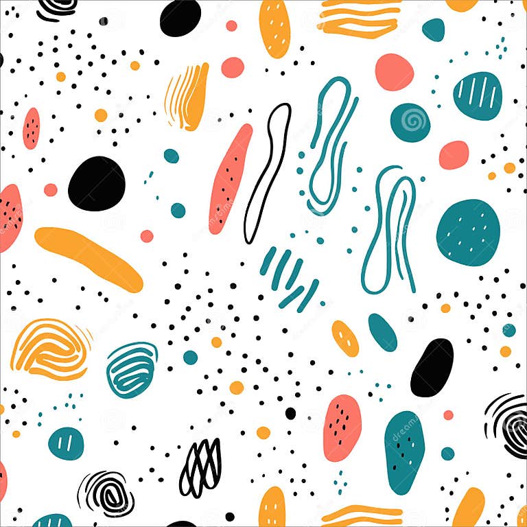 Hand Drawn Textures. Isolated Vector Illustration. Seamless Pattern ...