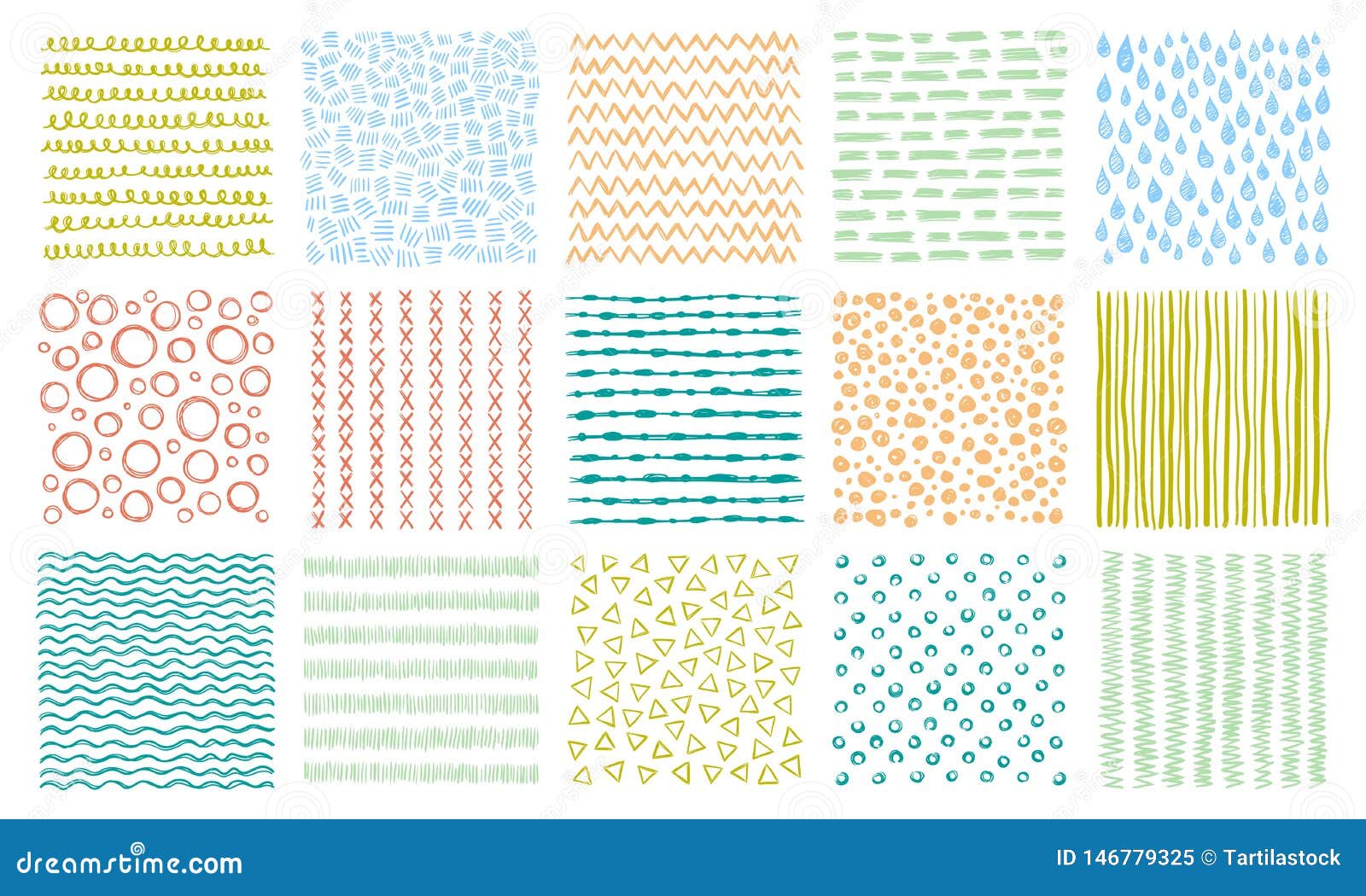 Hand Drawn Textures. Scribble Pattern, Curved Lines Patterns and Lined ...