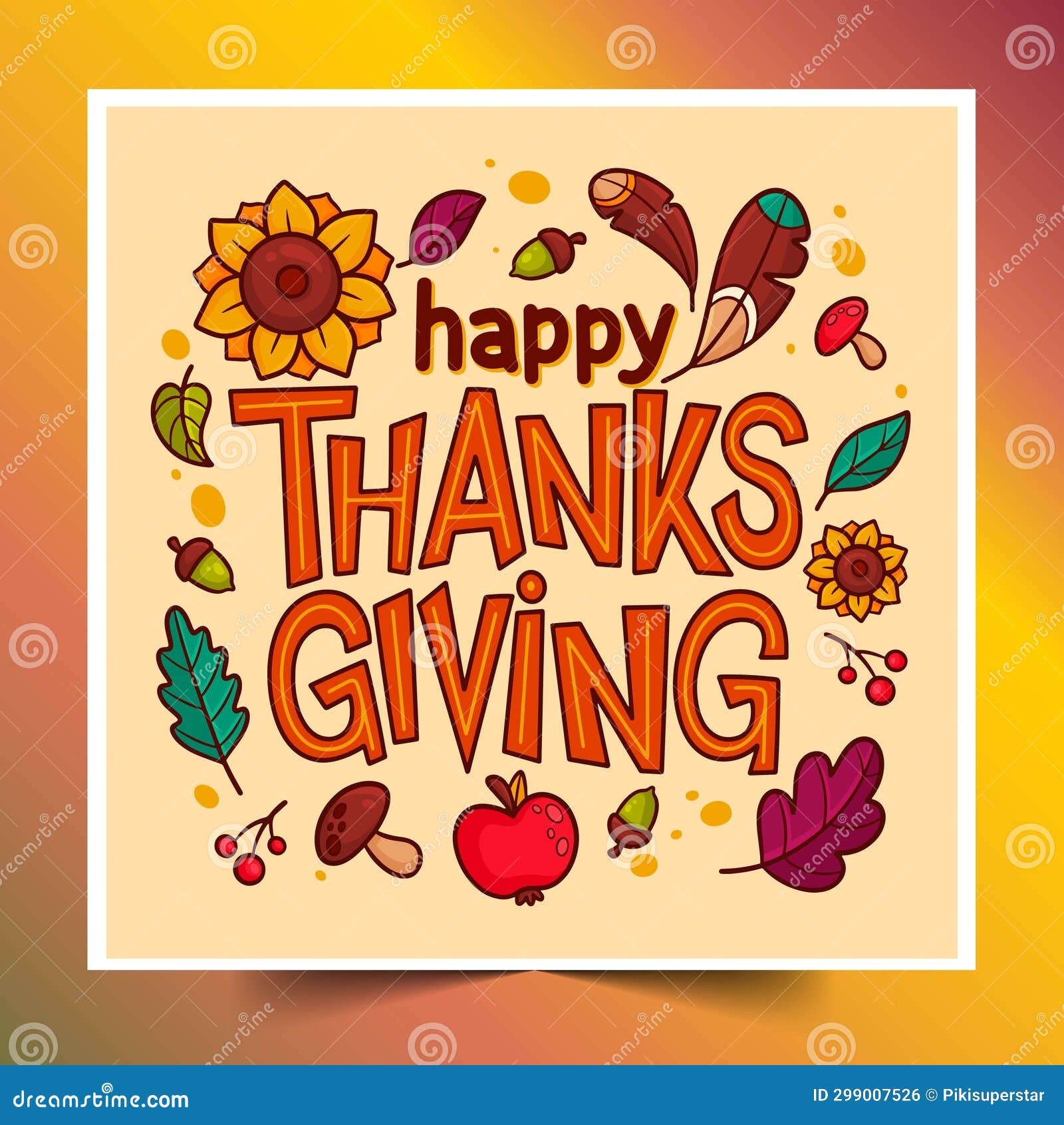 Hand Drawn Thanksgiving Text Design Vector Stock Vector - Illustration ...