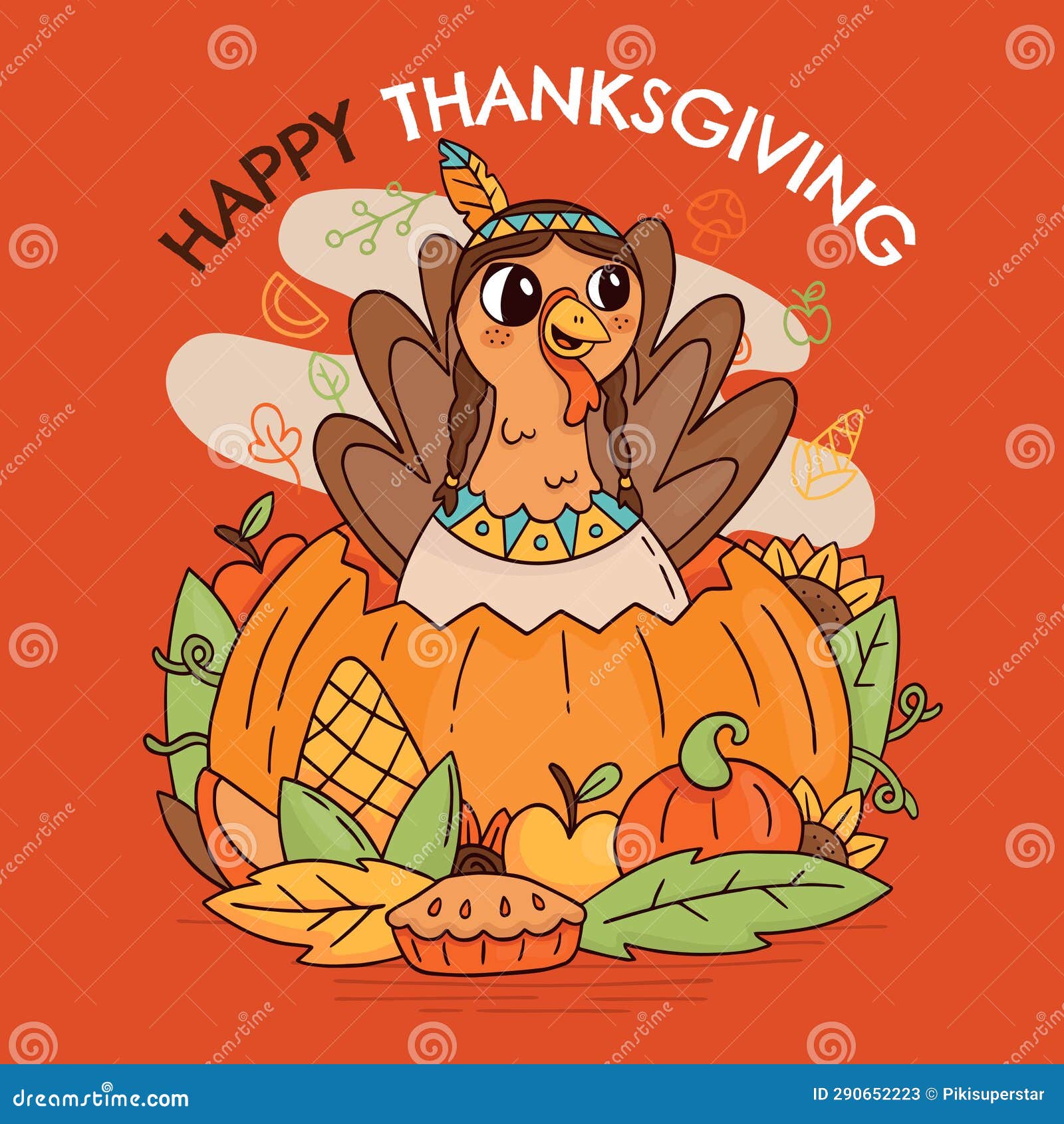 Hand Drawn Thanksgiving Vector Design Illustration Stock Vector ...