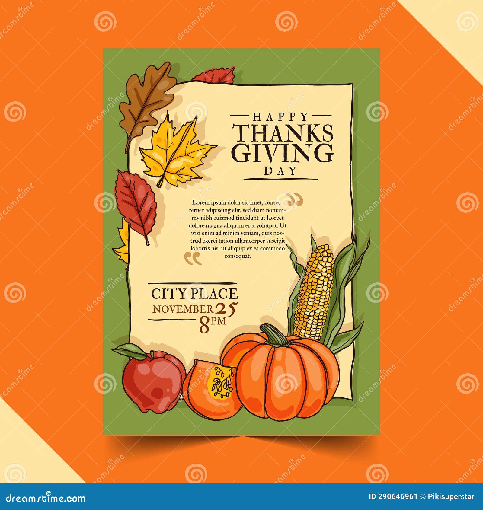 Hand Drawn Thanksgiving Vertical Poster Template Vector Design ...