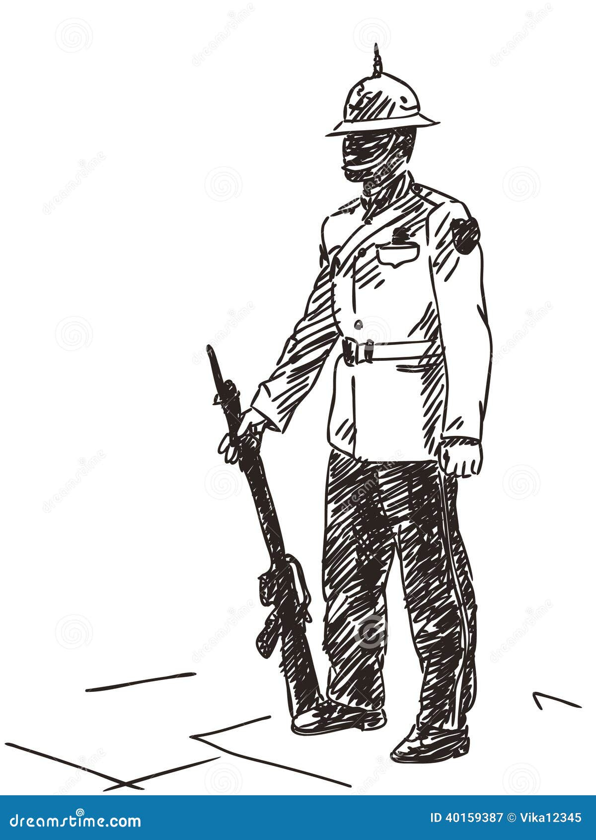 Hand drawn thiland guard stock vector. Illustration of graphics - 40159387
