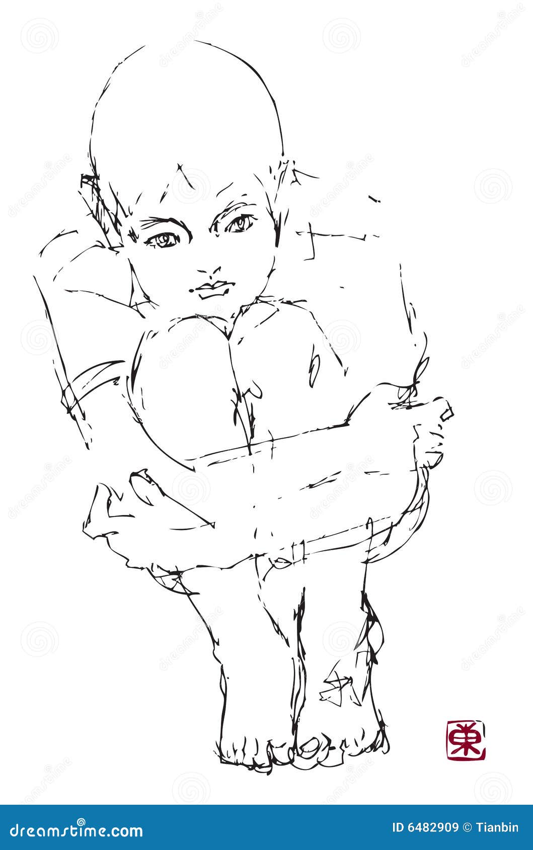 Hand Drawn Thinking Boy Cartoon Vector | CartoonDealer.com #6482909