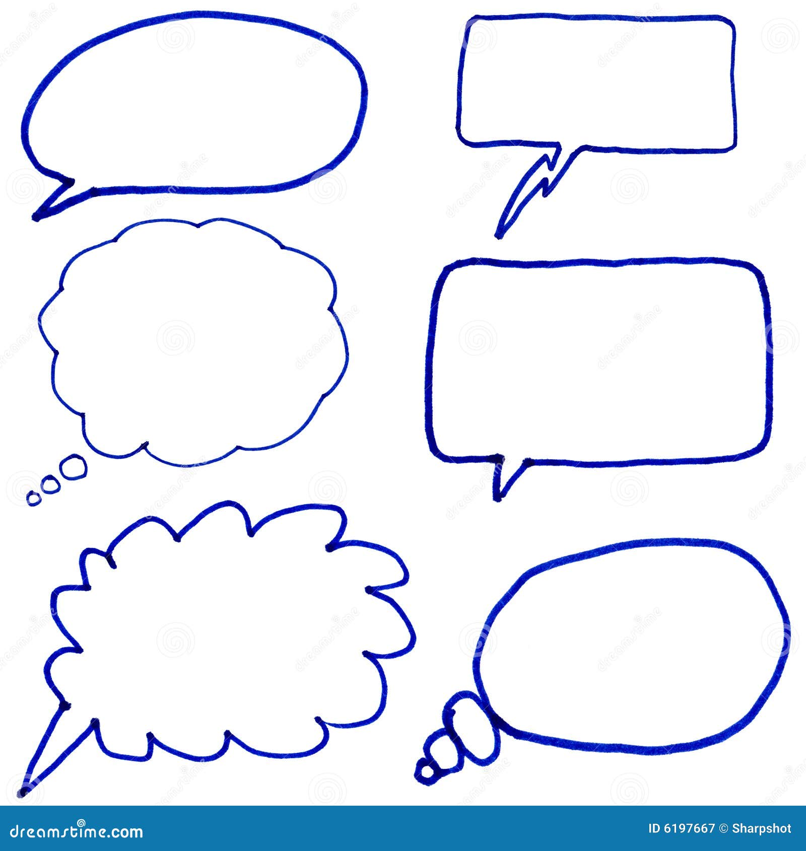 Hand Drawn Thought Bubbles. Stock Illustration - Illustration of ...