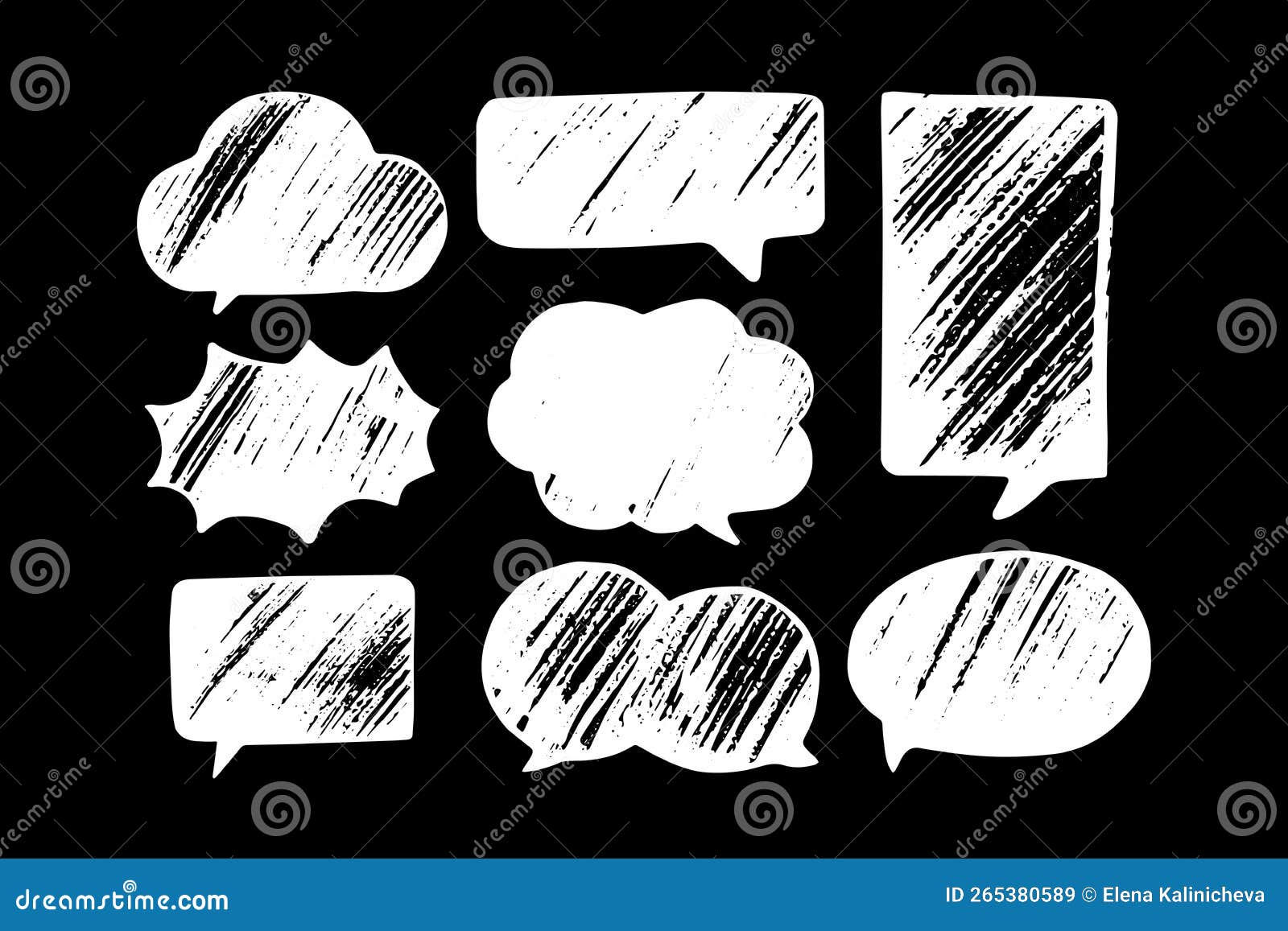 Hand Drawn Thought And Empty Speech Bubbles. Set Of Text Balloons On ...