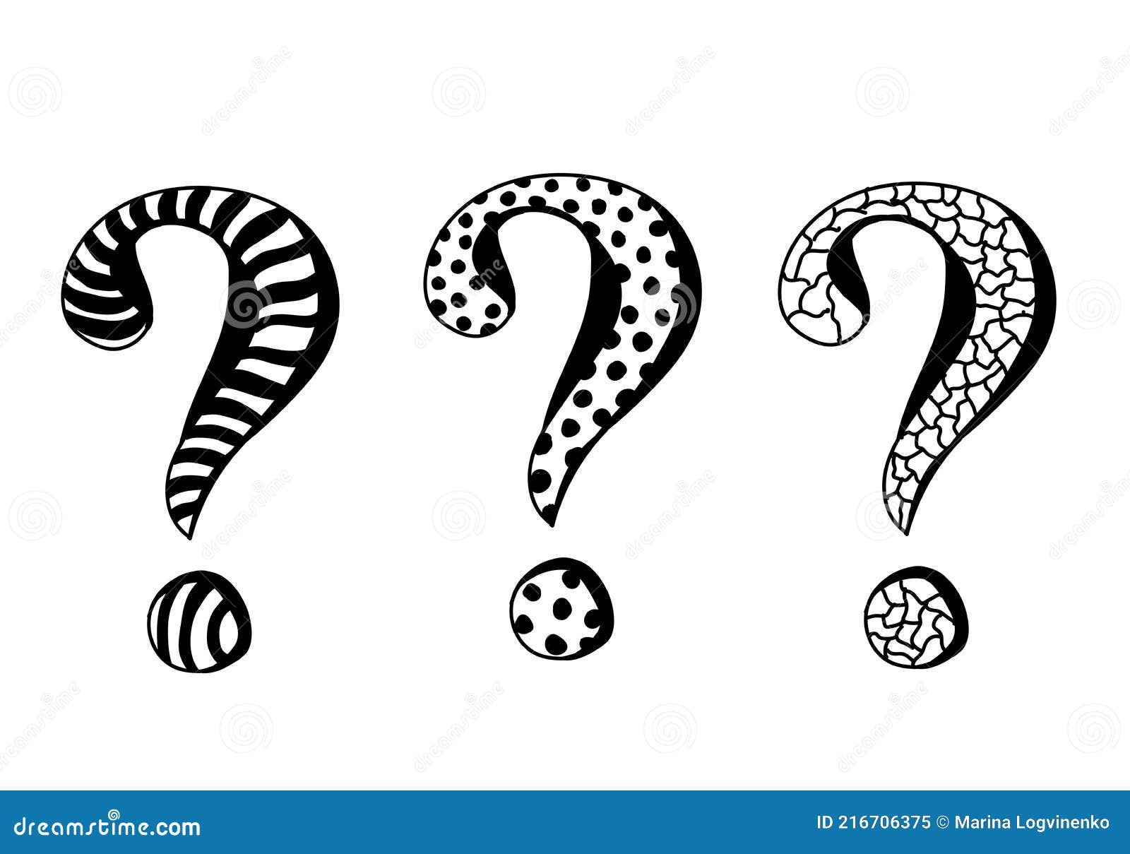 Three Question Mark Cartoon Vector And Illustration, Black And White ...