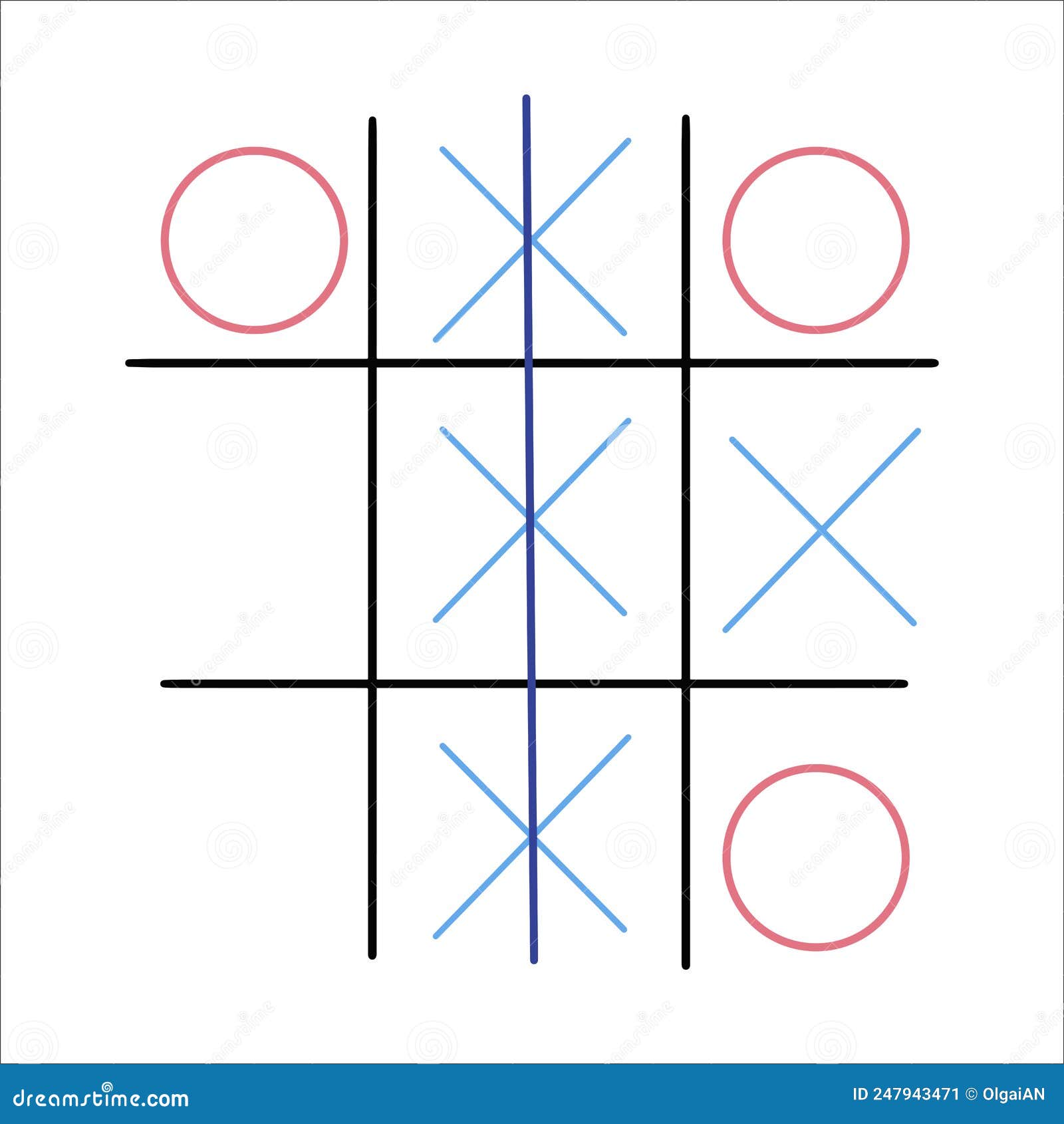 Hand-drawn Tic-tac-toe Game. Vector Illustration Isolated on White ...