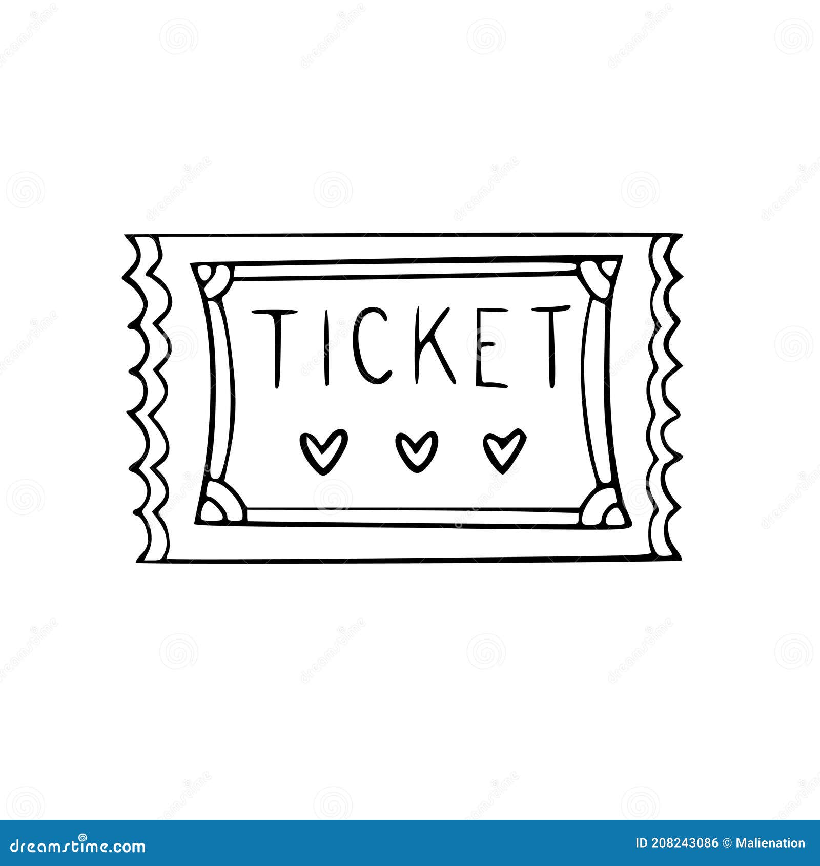Hand Drawn Ticket Icon. Coupon Illustration Stock Vector - Illustration ...
