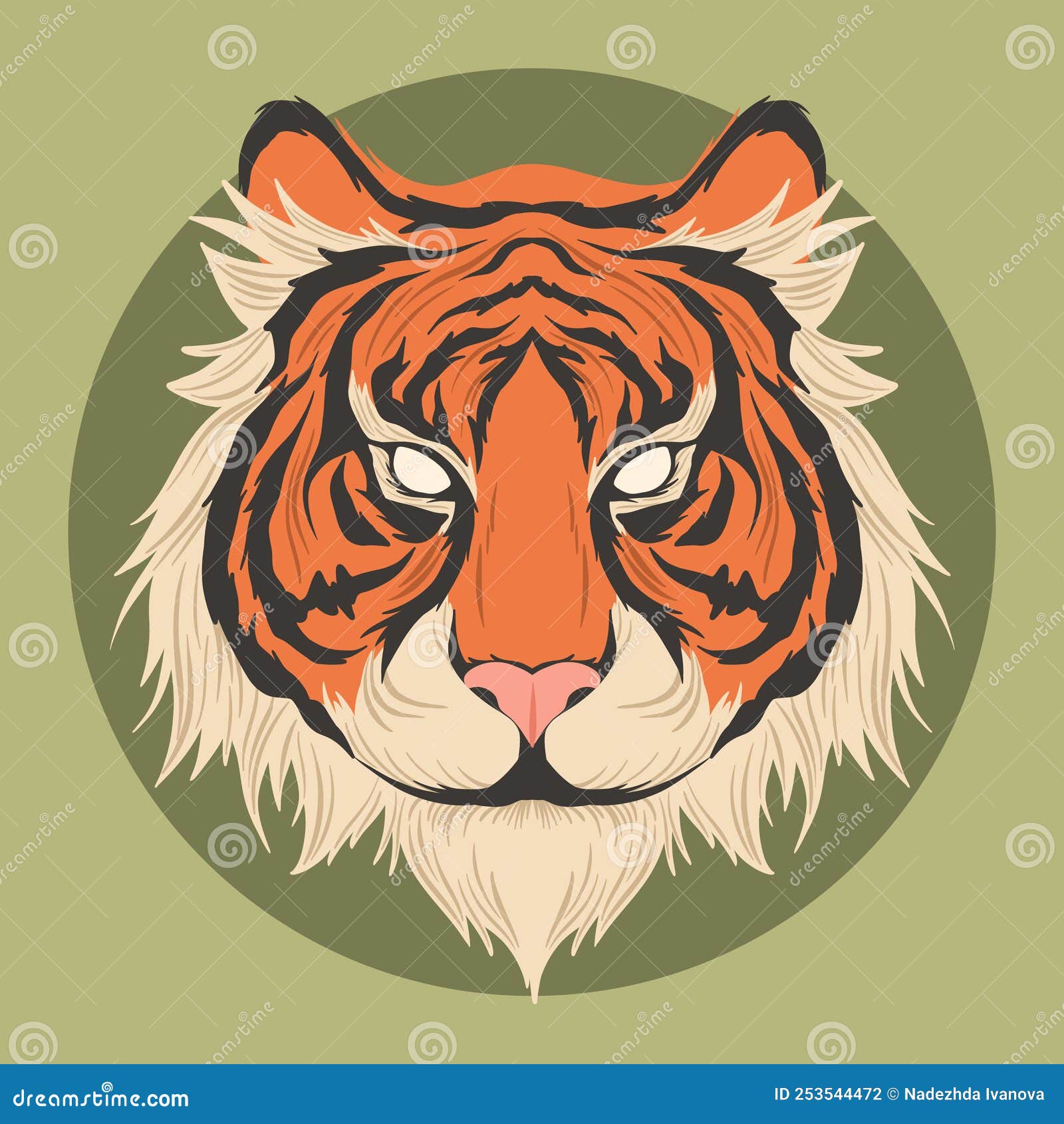 Hand Drawn Tiger Face Illustration Vector Illustration. Stock Vector ...