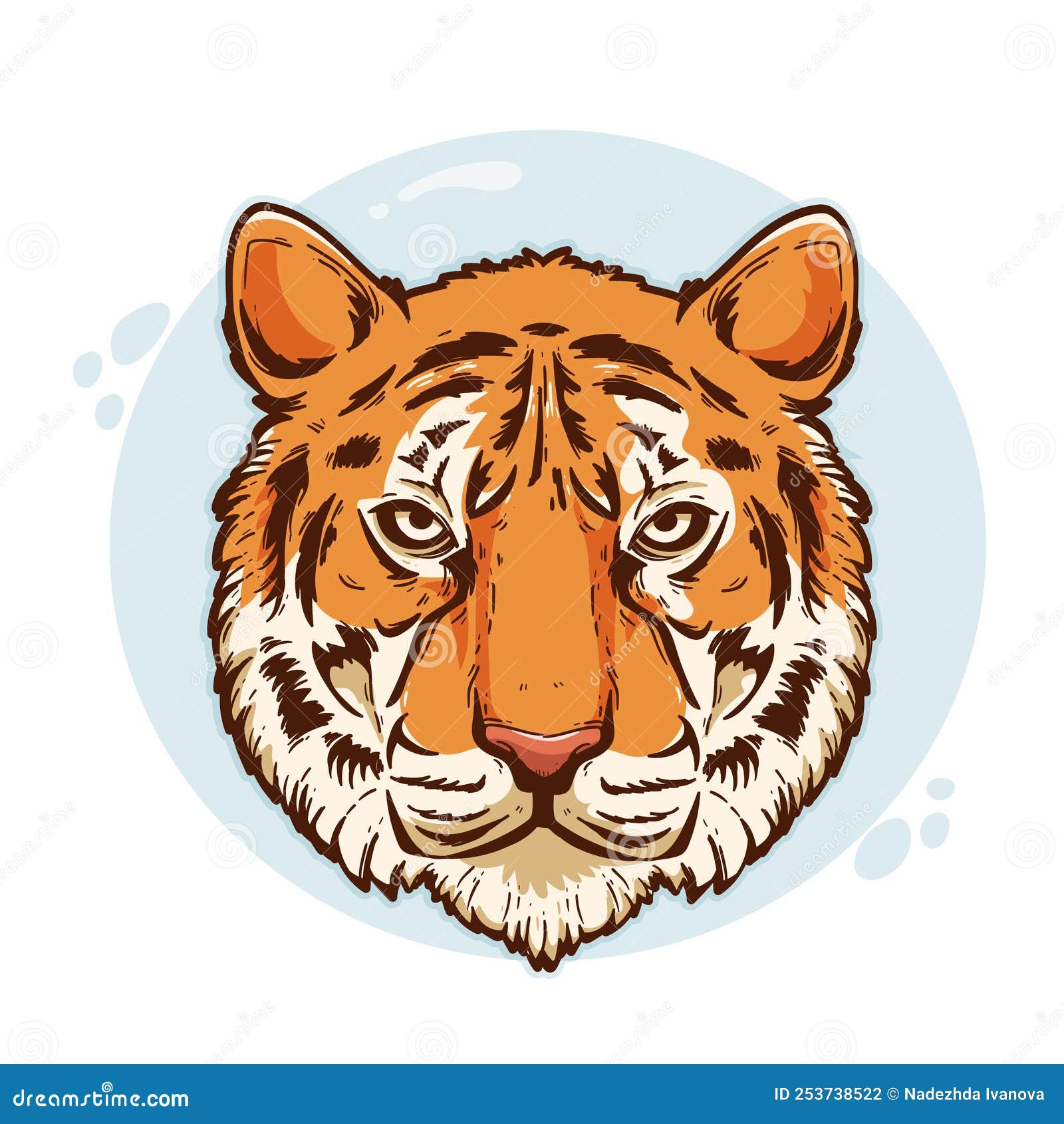 Hand Drawn Tiger Face Illustration Vector Illustration Stock Vector ...