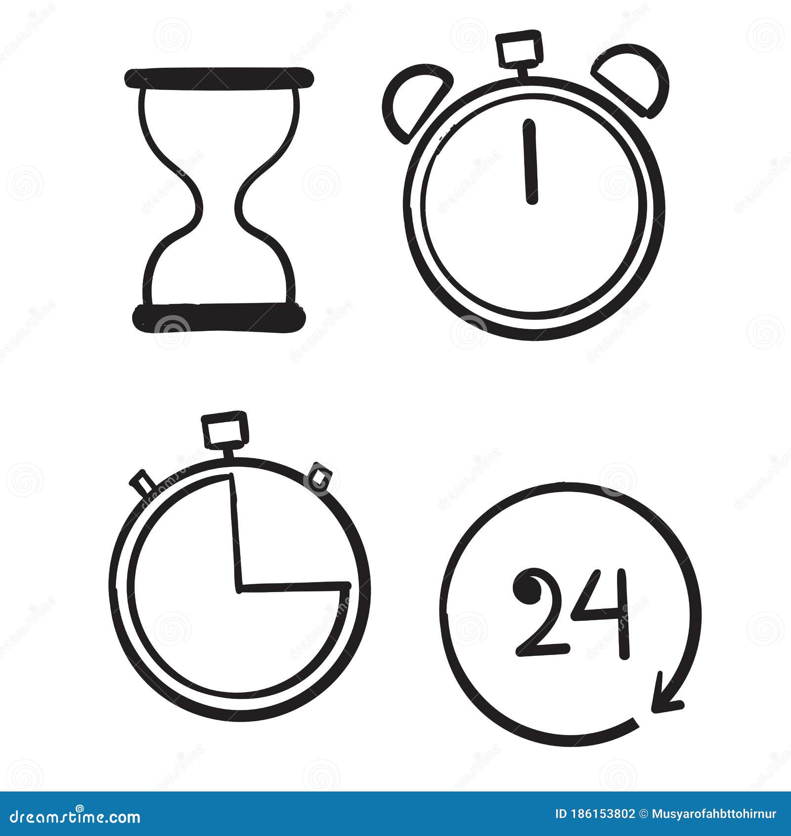 Hand Drawn Time and Clock Set. Time Management Stock Vector ...