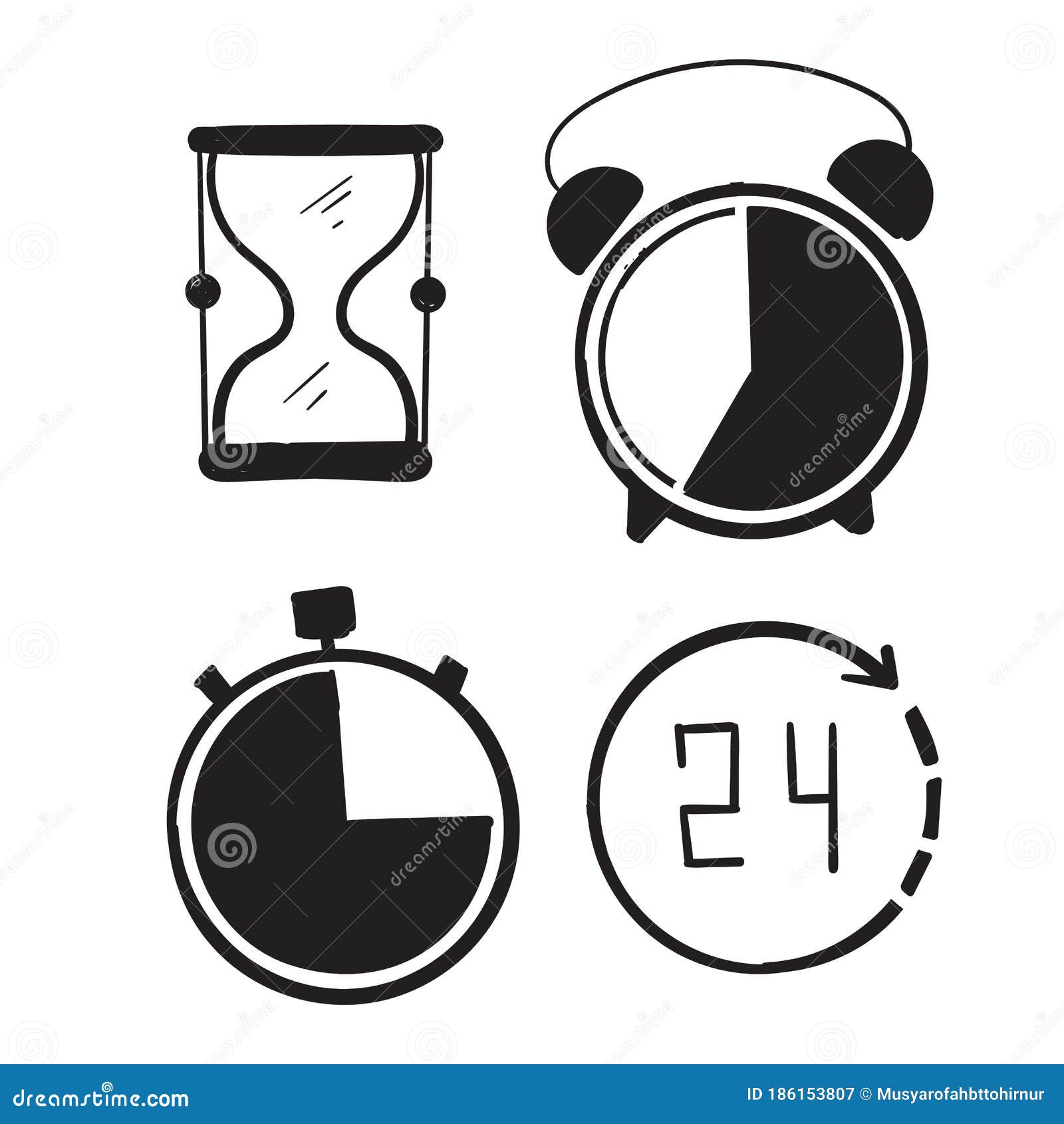 Hand Drawn Time and Clock Set. Time Management Stock Vector ...