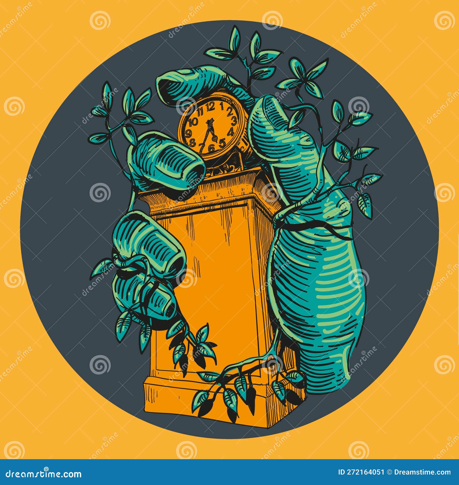 Hand drawn time at hand stock vector. Illustration of text - 272164051