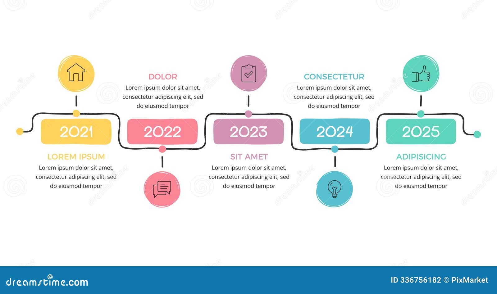 Hand Drawn Timeline Infographics Stock Illustration - Illustration of ...