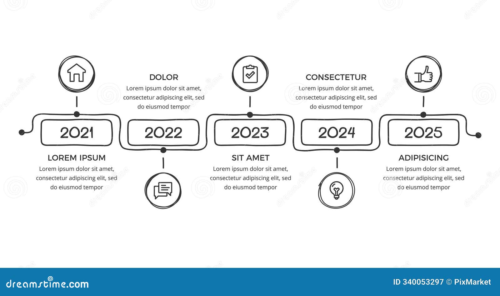 Hand Drawn Timeline Infographics Stock Illustration - Illustration of ...