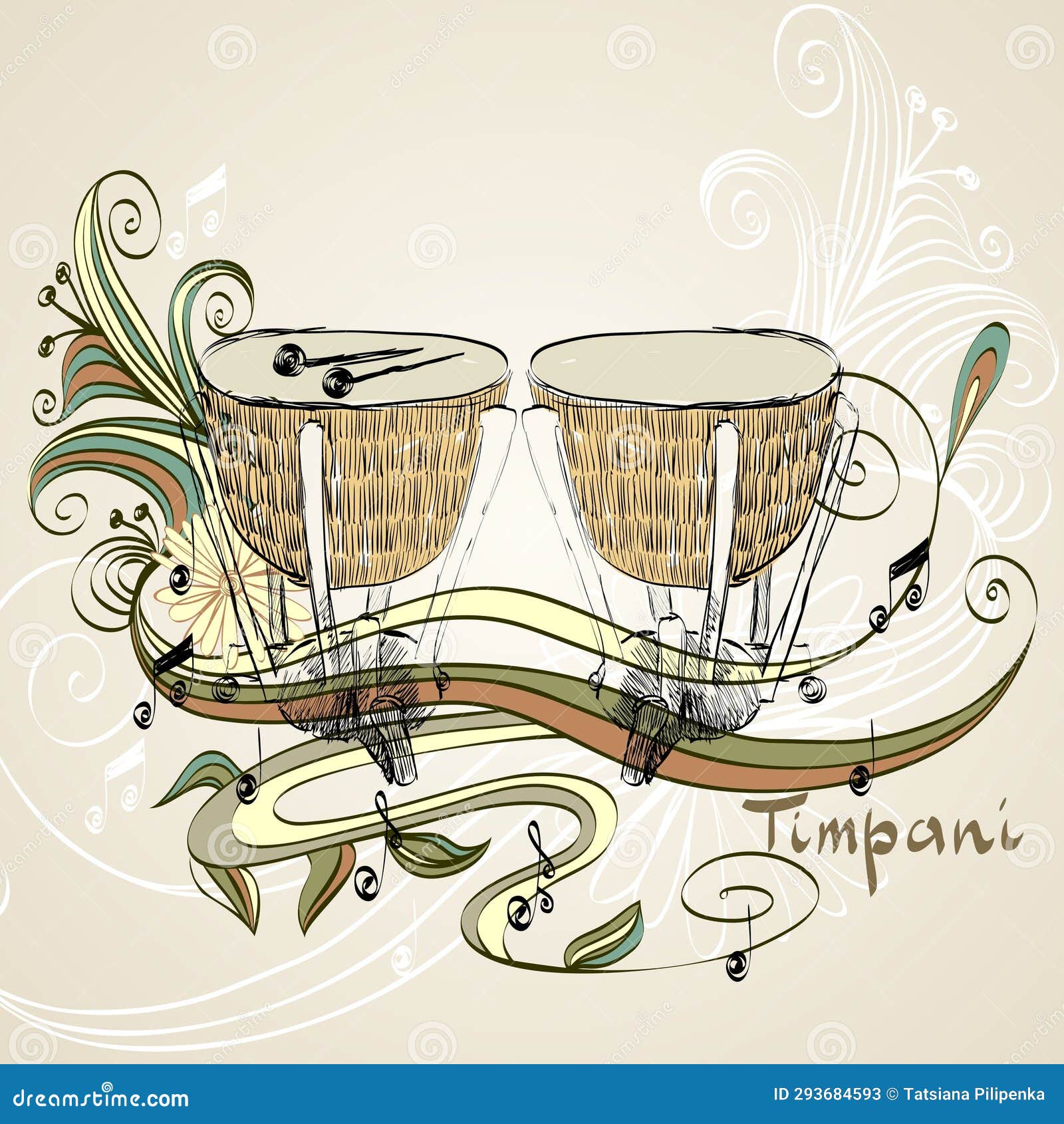 Vector timpani stock vector. Illustration of music, drumhead - 293684593