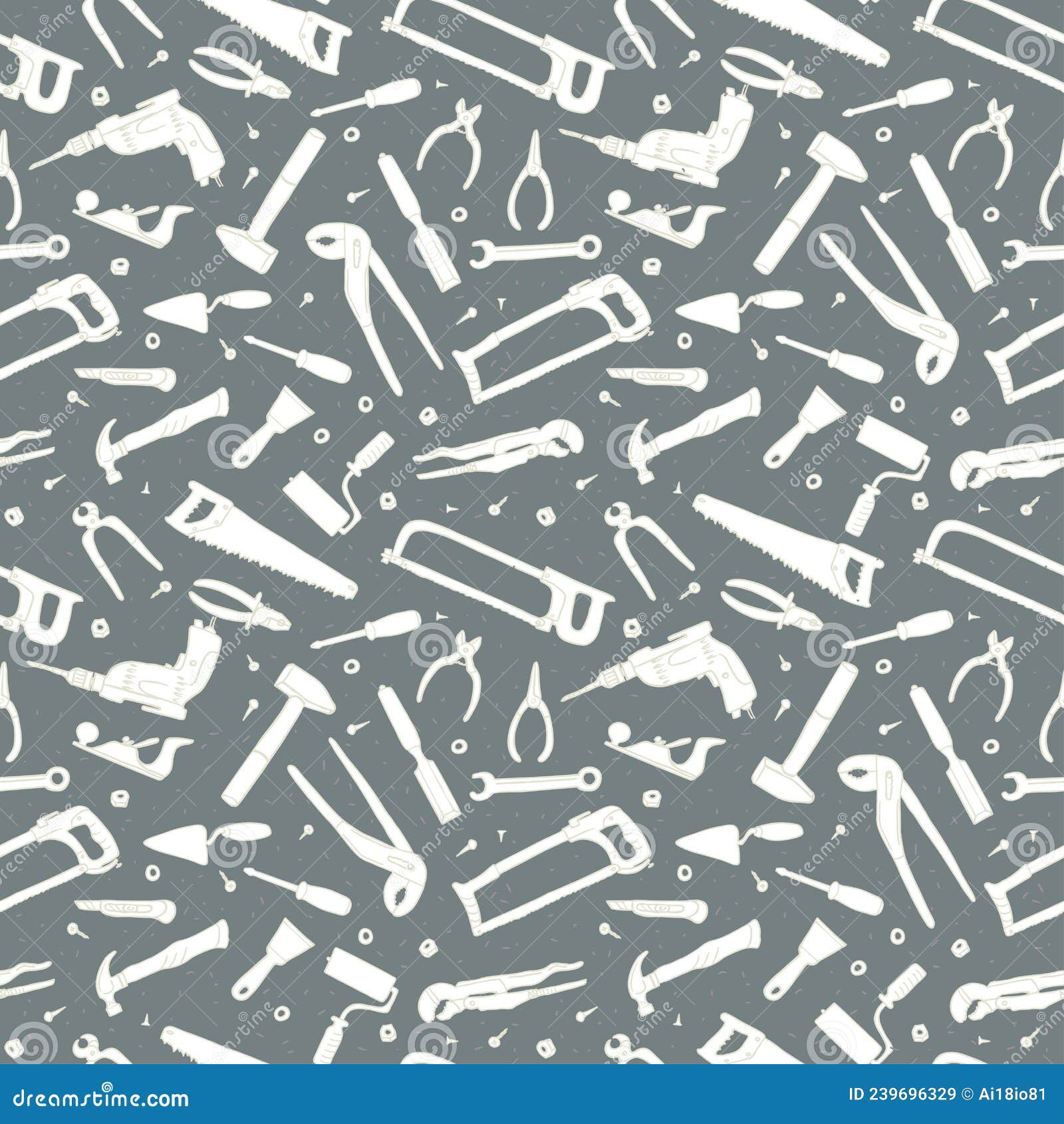 Hand Drawn Tools Seamless Pattern Stock Vector - Illustration of sketch ...