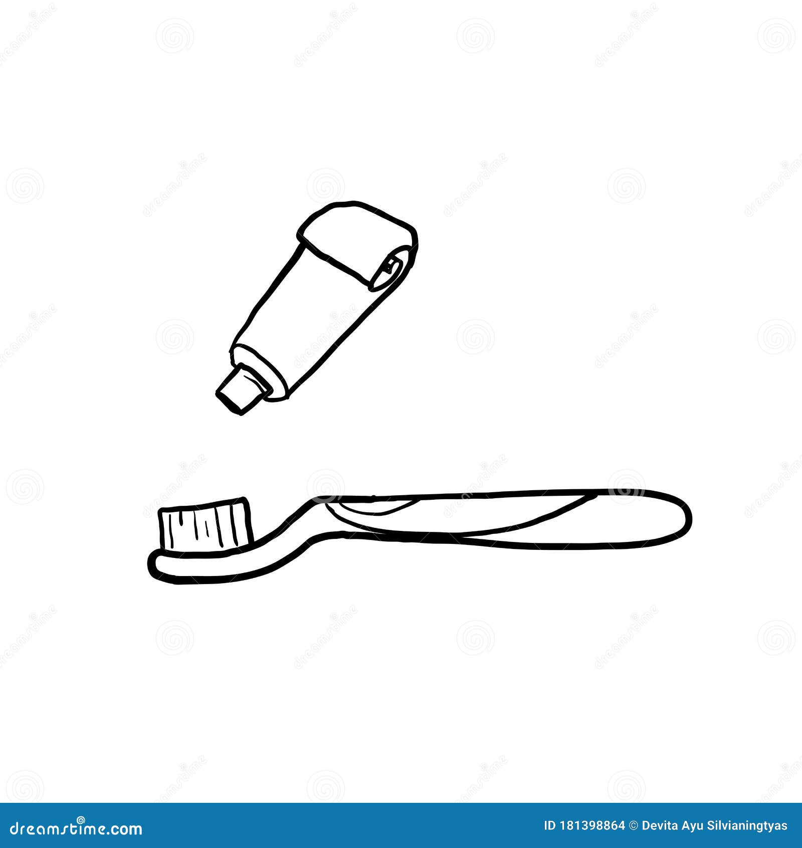 Hand Drawn Toothbrush and Toothpaste Illustration with Doodle Style ...