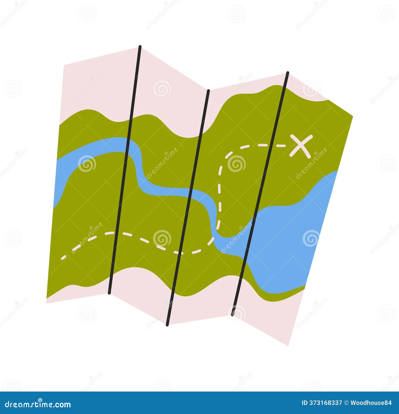 Hand-drawn Touristic Paper Route Map Cartoon Vector | CartoonDealer.com ...
