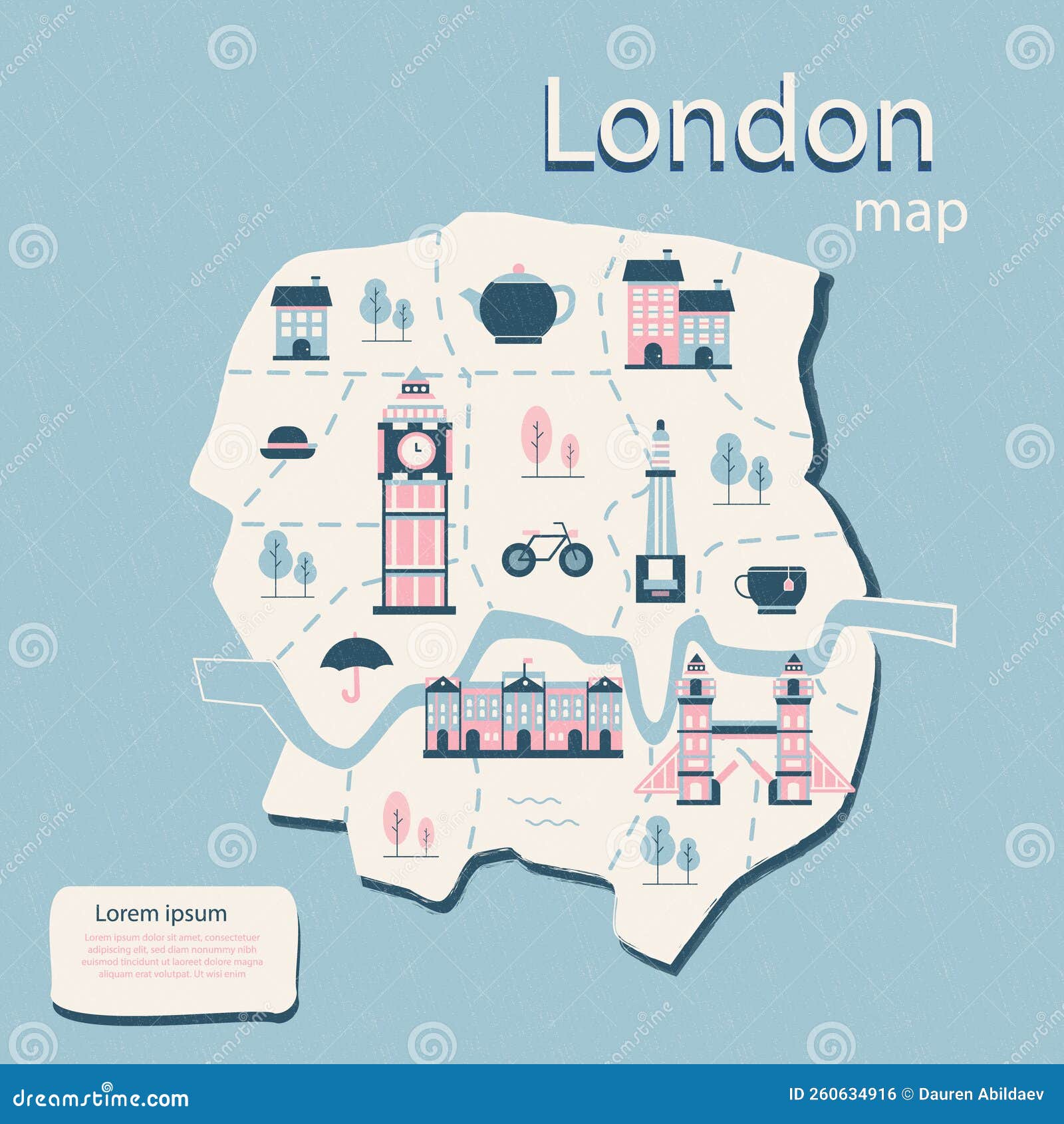Hand Drawn Town Map Vector Illustration. Stock Vector - Illustration of ...