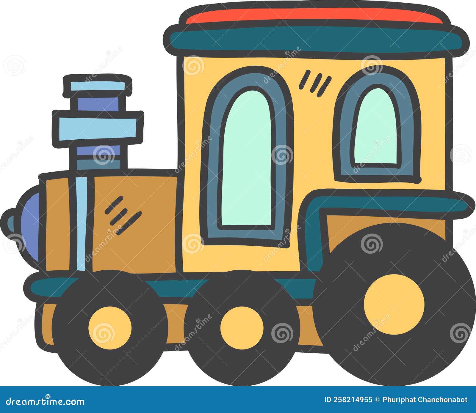 Hand Drawn Toy Train for Kids Illustration Stock Vector - Illustration ...