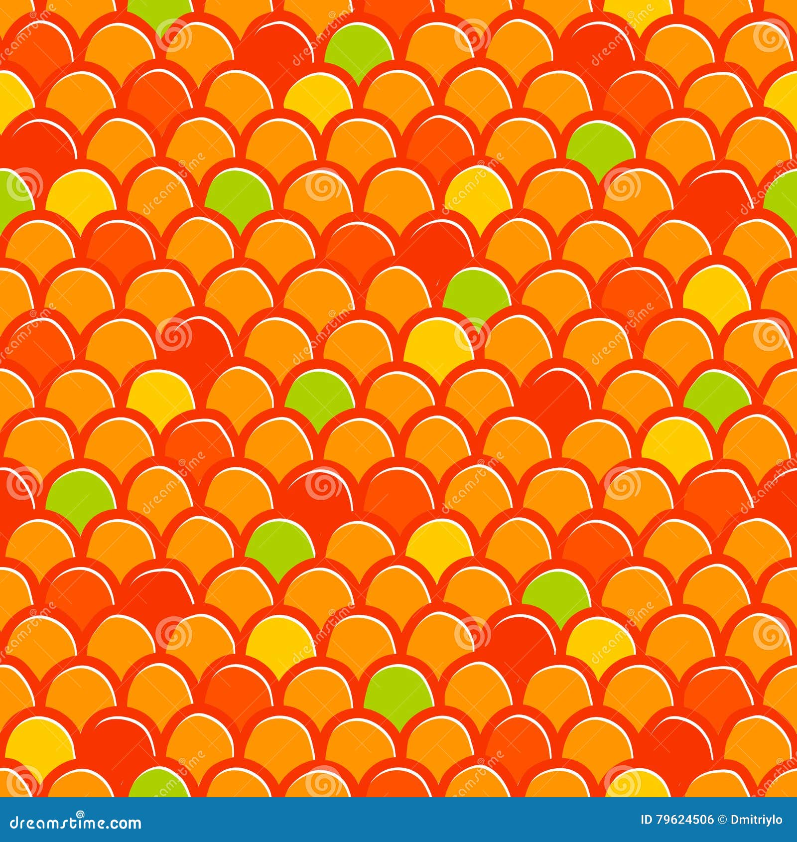 Hand Drawn Traditional Japanese Art Seamless Vector Pattern Orange ...