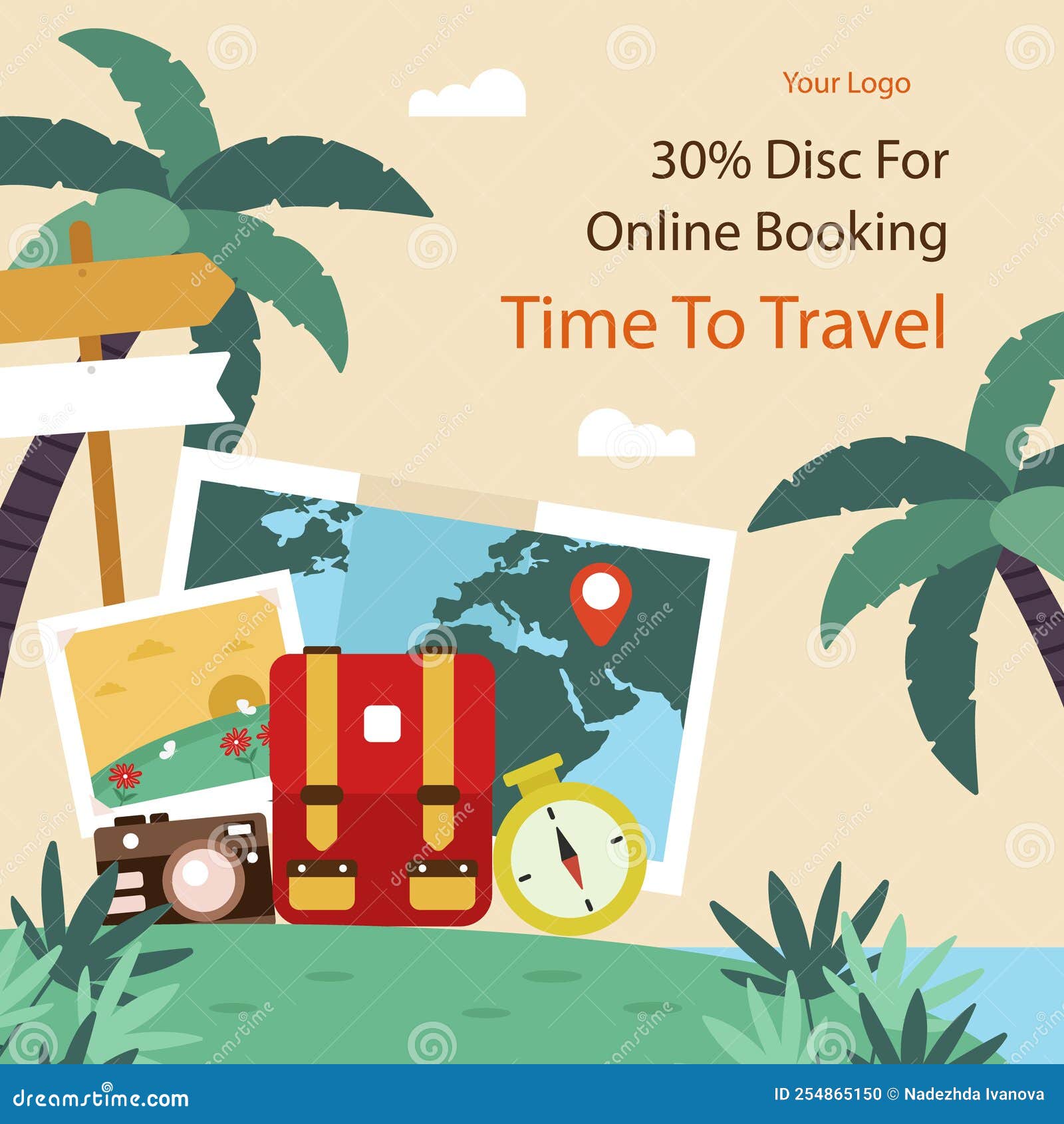 Hand Drawn Travel Agency Posts Vector Illustration Stock Vector ...